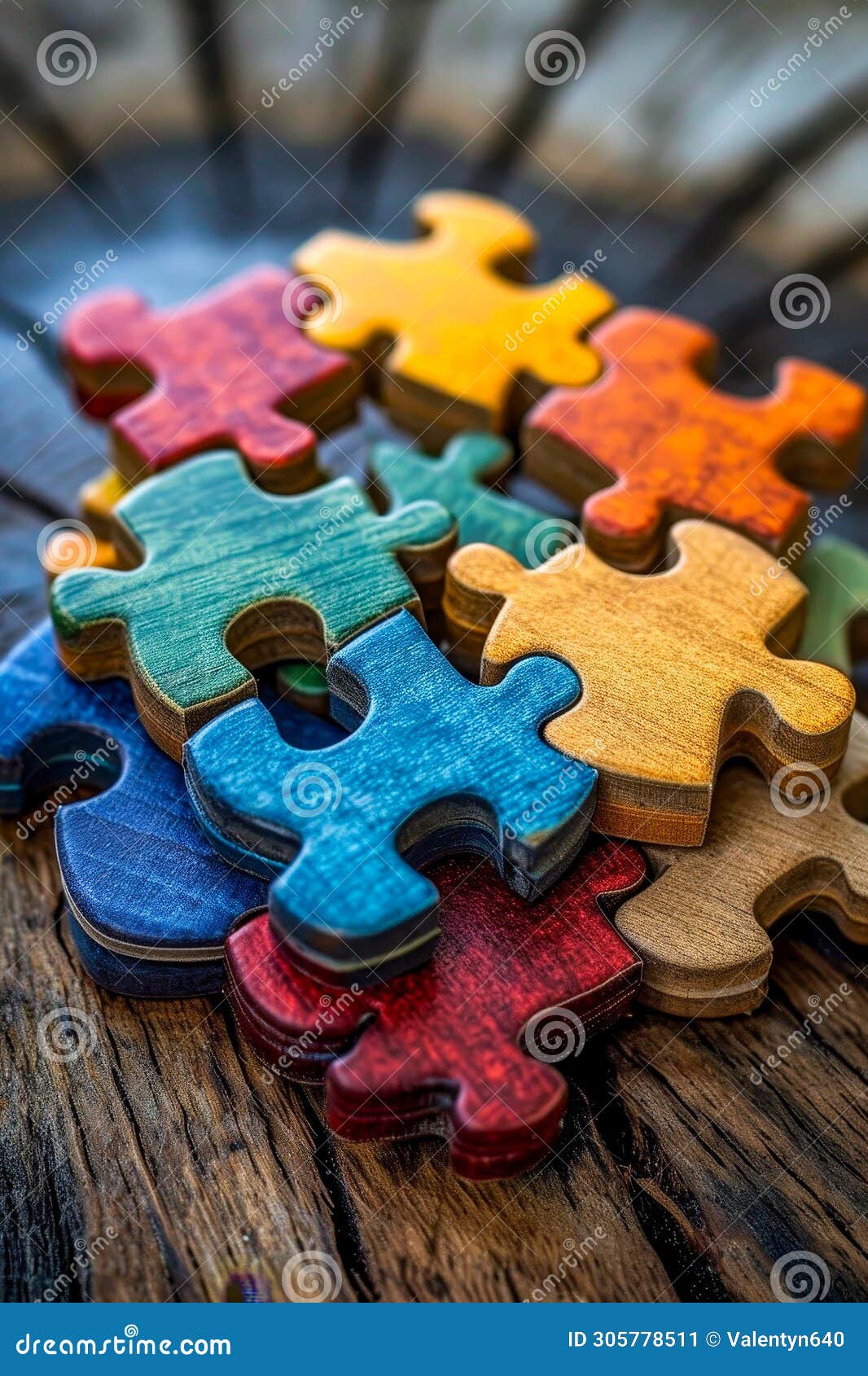 Many Different Colored Puzzle Pieces are on Table they are All Put ...