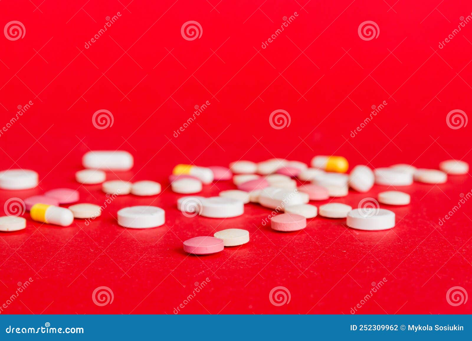 Many Different Colorful Medication and Pills Perspective View. Set of ...