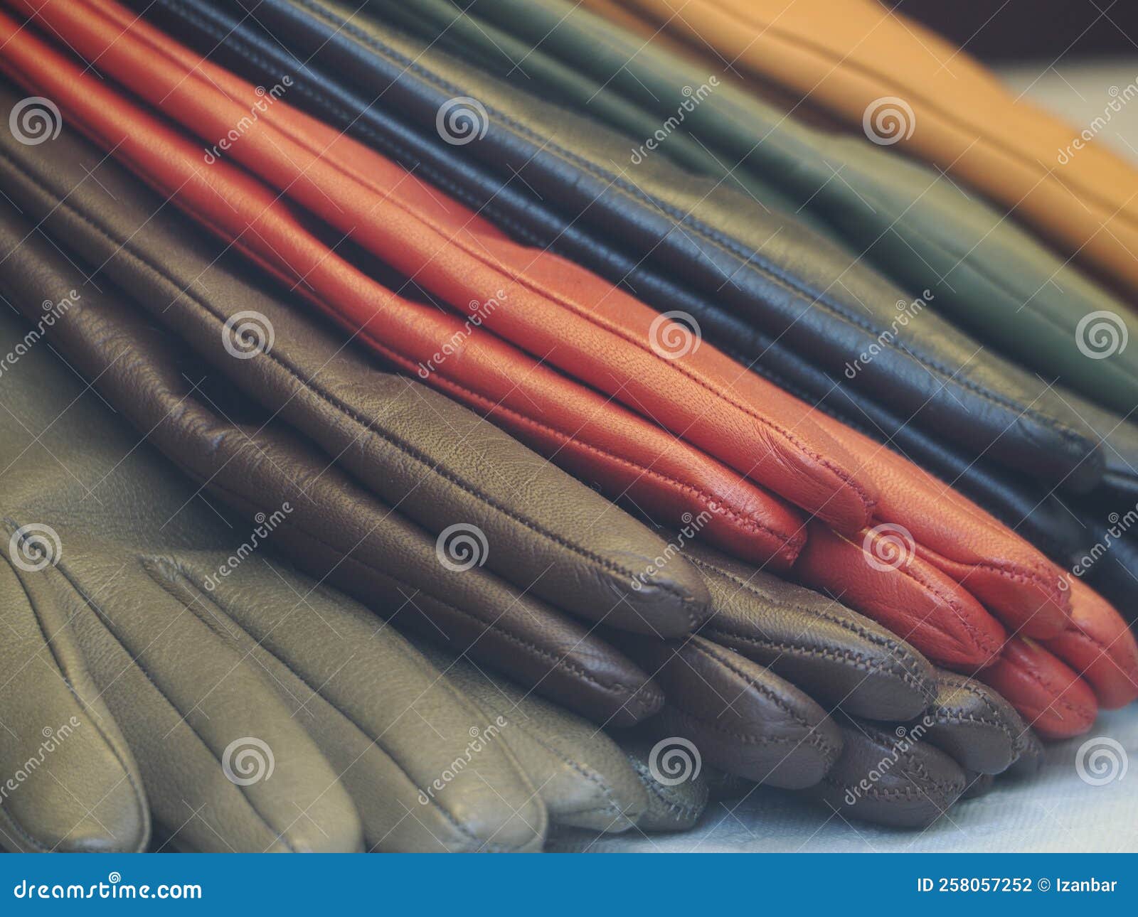 Many Different Colors Leather Gloves Stock Photo - Image of female ...