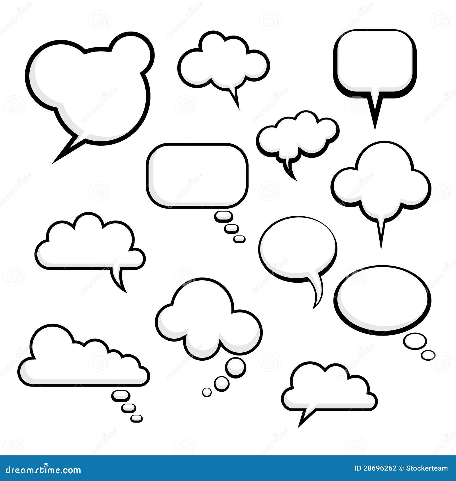 Many Different Comic Speech Bubbles Stock Illustration - Illustration ...