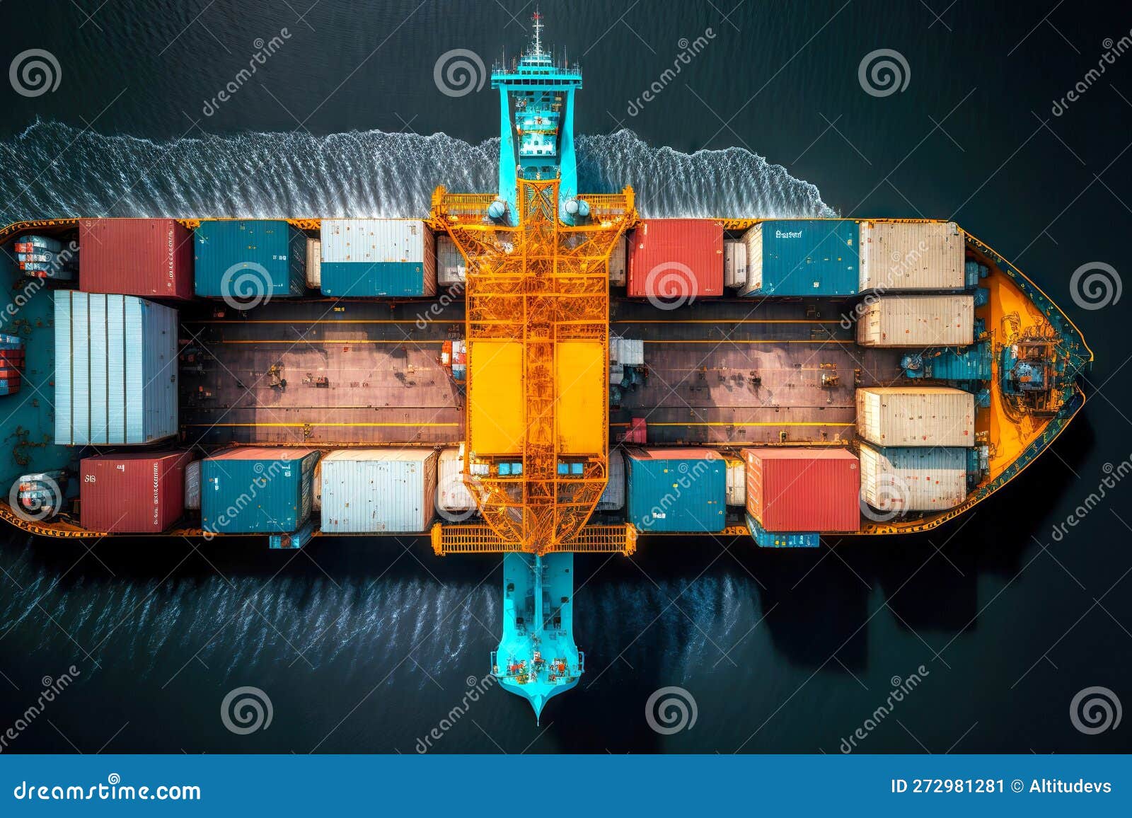 Many Different Containers on Deck of Cargo Ship, Global Business ...