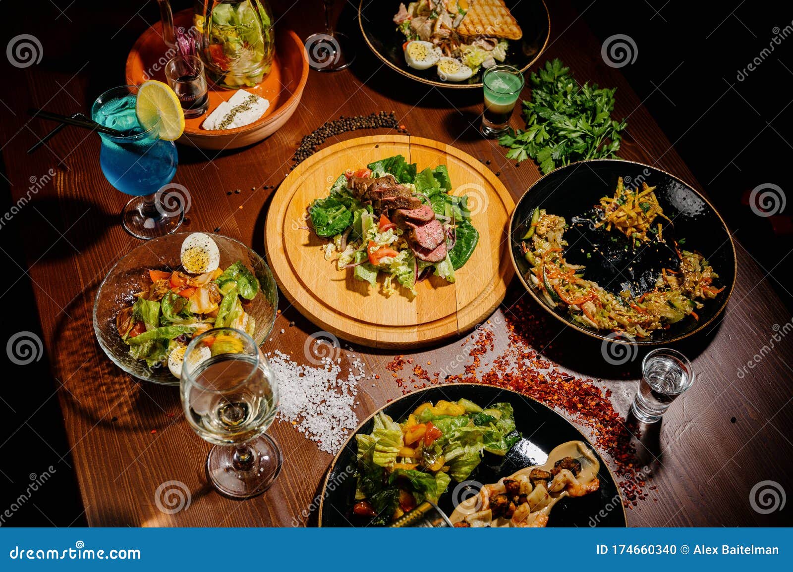 Many Different Delicious Dishes on the Table. Various Snacks and ...