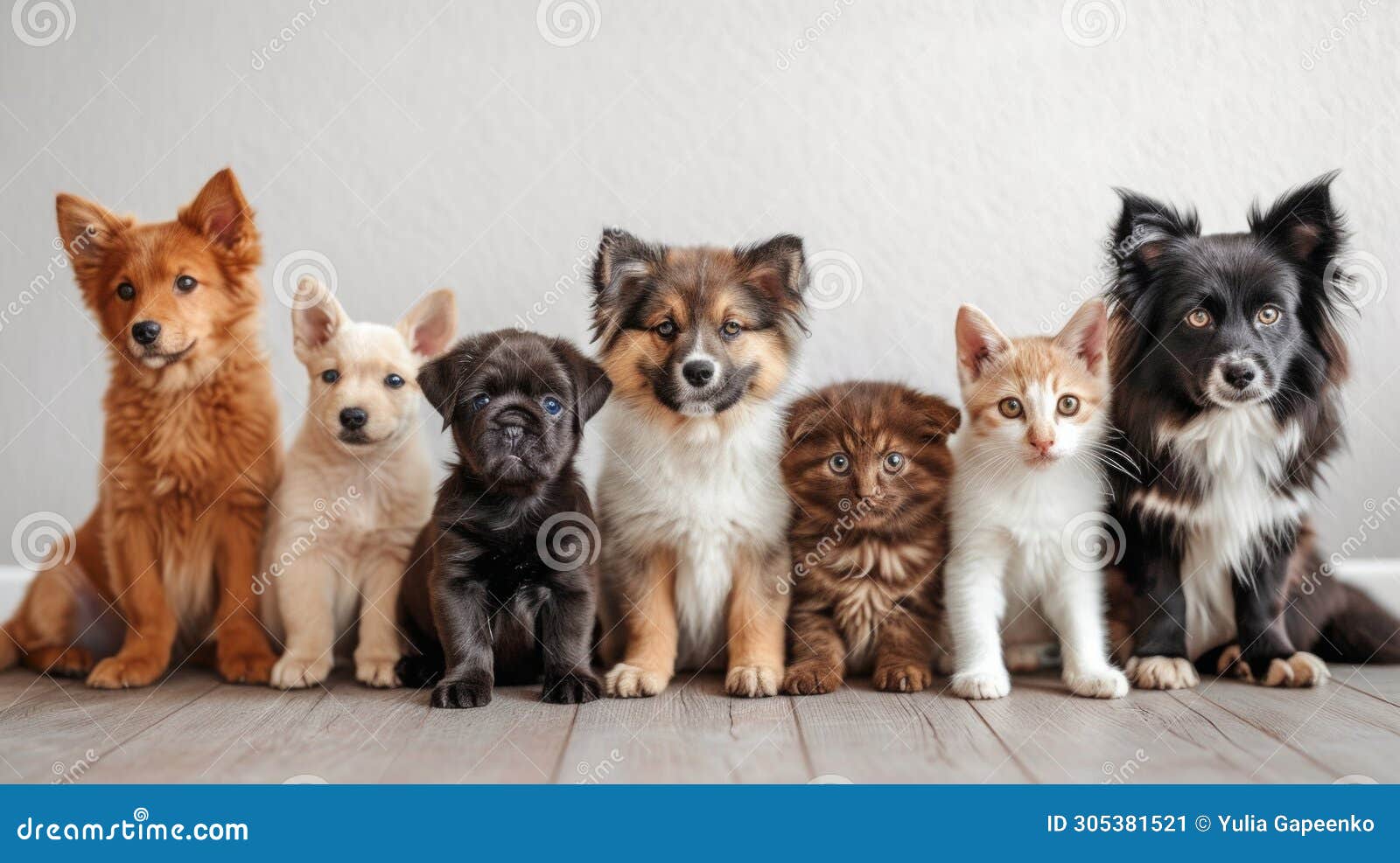 Many Different Dogs and Cats Sit in a Row and Look at the Camera Stock ...