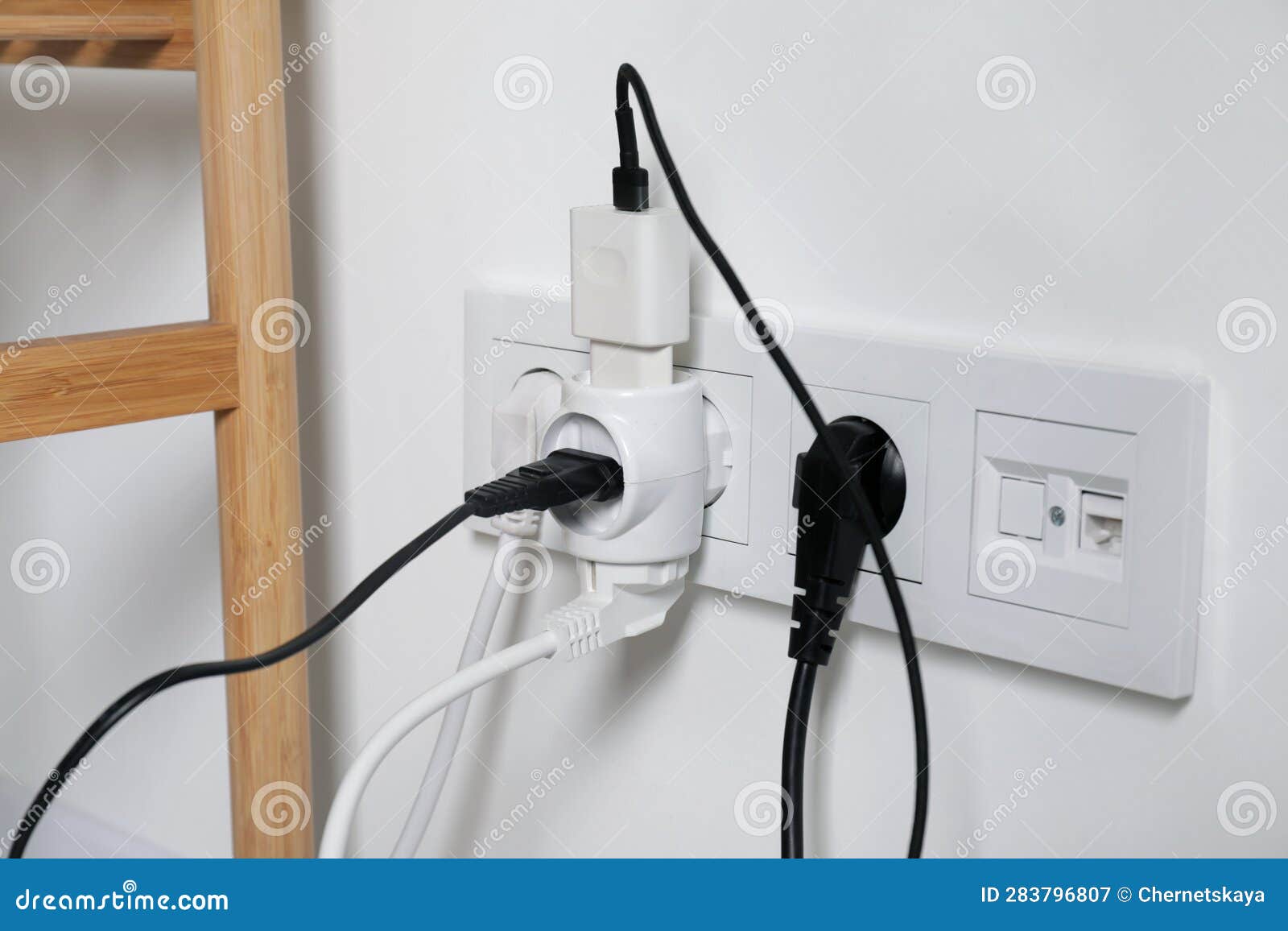 Many Different Electrical Power Plugs in Sockets Indoors Stock Image ...