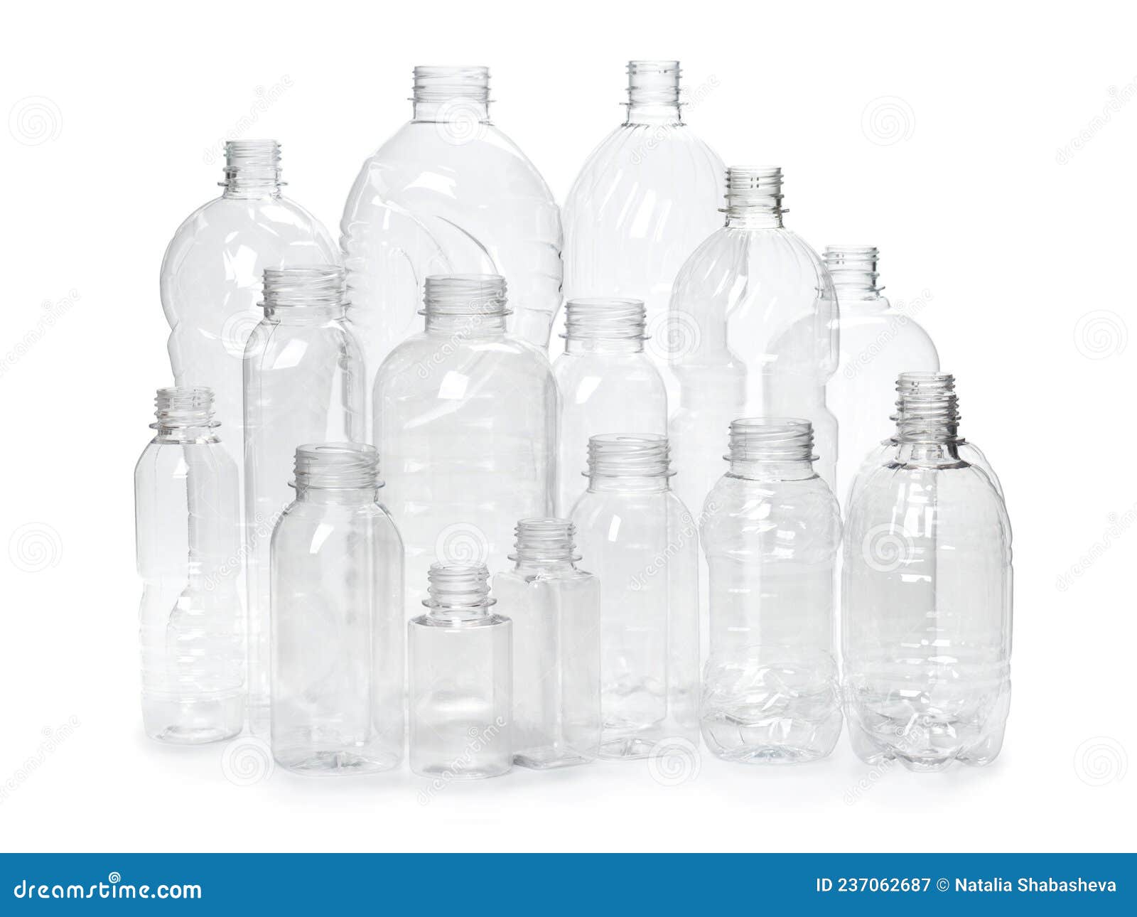Many Different Empty Plastic Bottles Isolated on White Background Stock ...