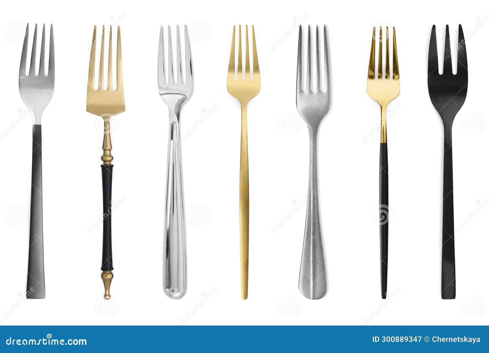 Many Different Forks Isolated on White, Set Stock Image - Image of ...