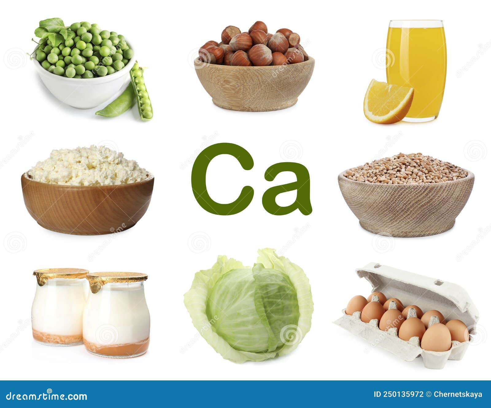 Many Different Fresh Products Containing Calcium on White Background ...