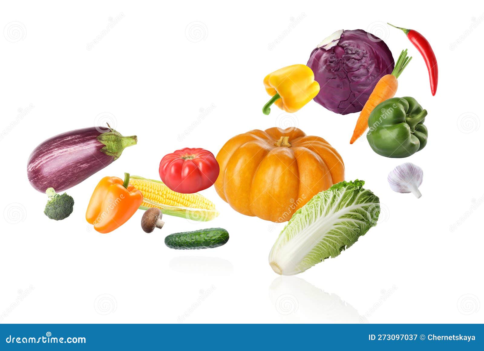 Many Different Fresh Vegetables Falling on White Background Stock Image ...