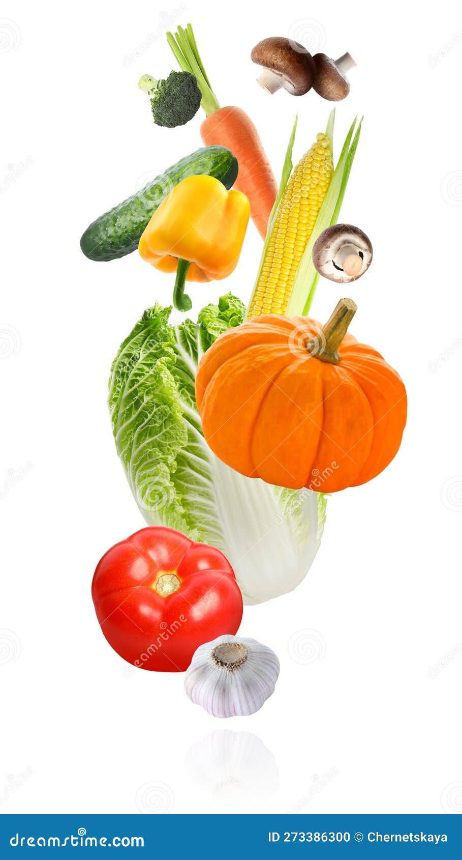 Many Different Fresh Vegetables Falling on White Background Stock Photo ...