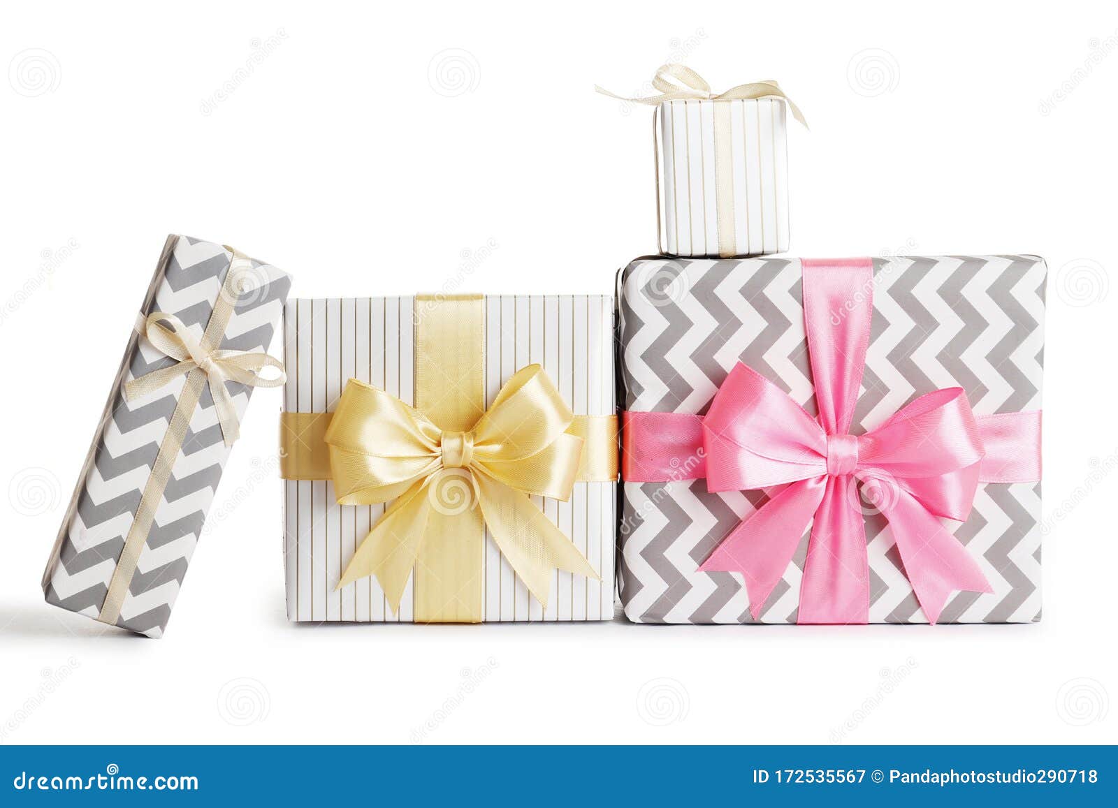 Many Different Gift Boxes Isolated on White Stock Image - Image of ...
