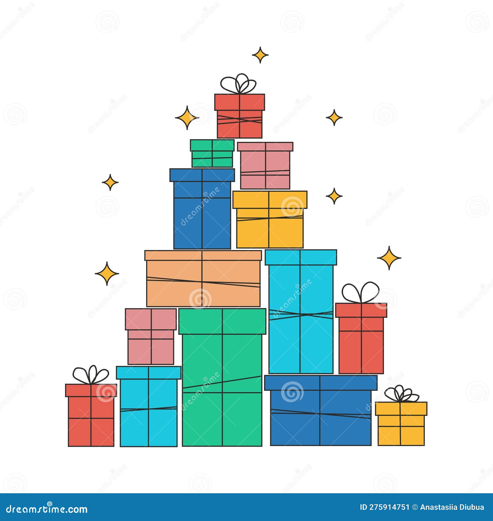 Many Different Gift Boxes Made in the Form of a Christmas Tree or a ...