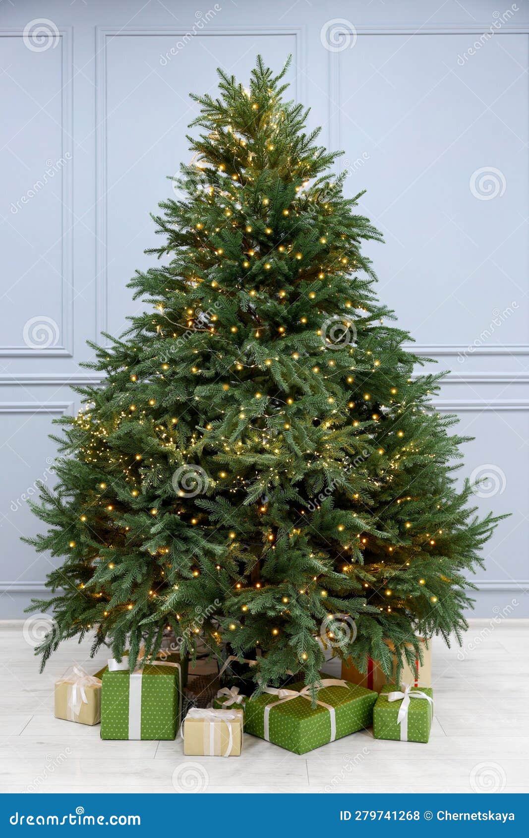 Many Different Gift Boxes Under Christmas Tree Indoors Stock Photo ...