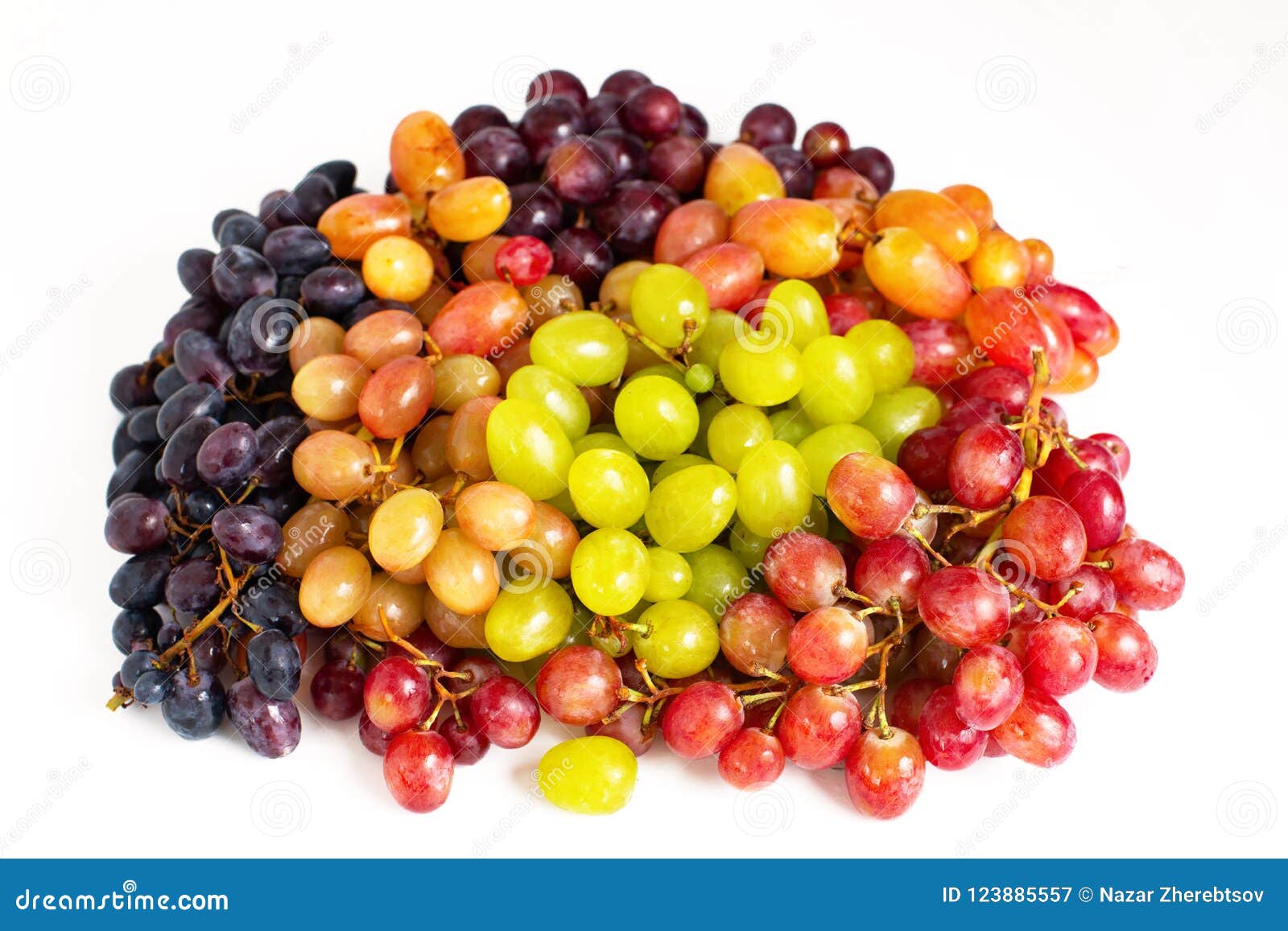 Many Different Grape Varieties Isolated on White Background Stock Image ...