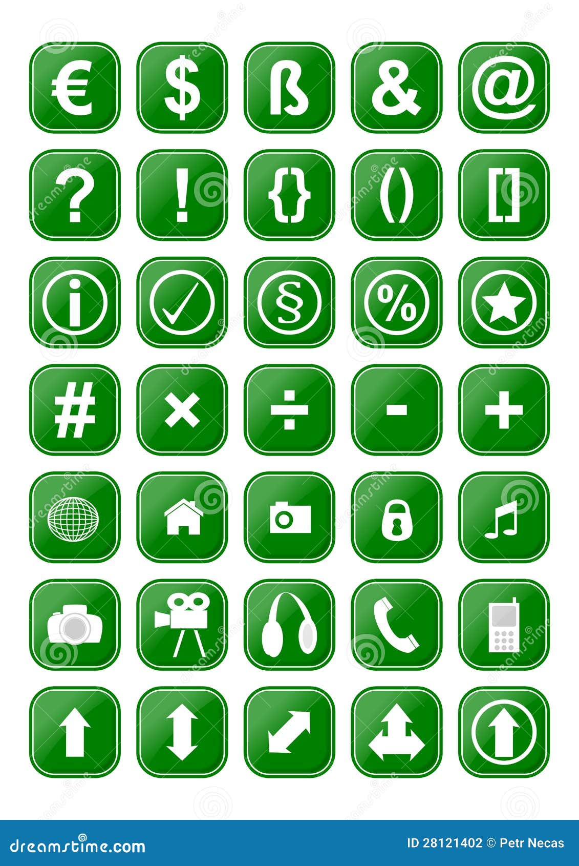 Many different green icons stock illustration. Illustration of globe ...