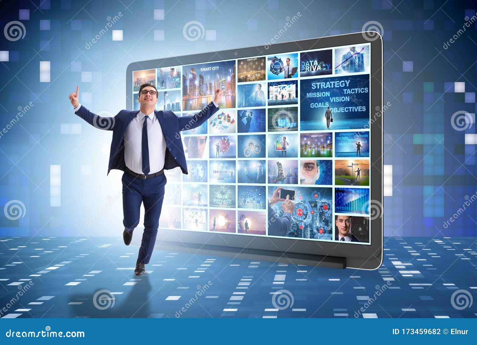 Many Different Images in Video Streaming Concept Stock Photo - Image of ...