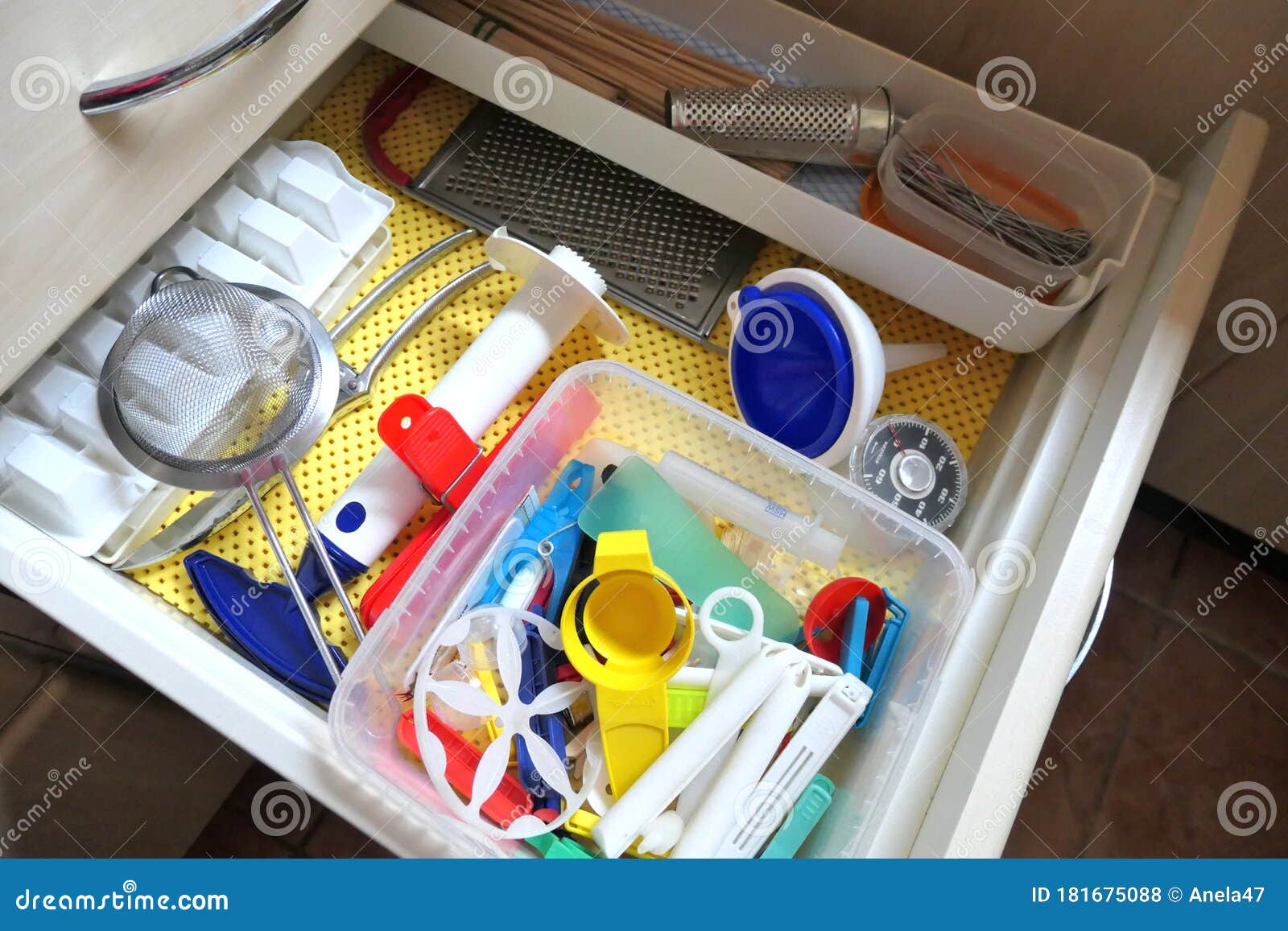 Kitchen Utensils in an Open Drawer Stock Photo - Image of departments ...