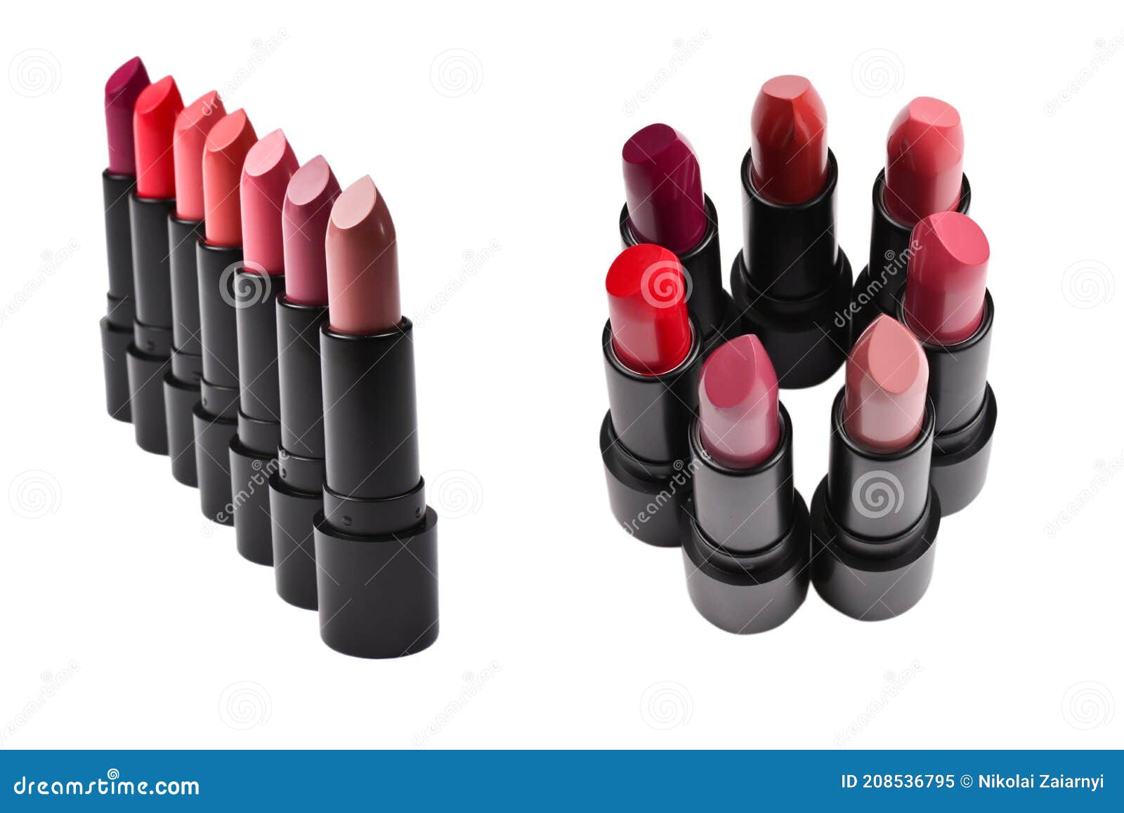 Many Different Lipsticks, Different Colors Isolated on White Background ...