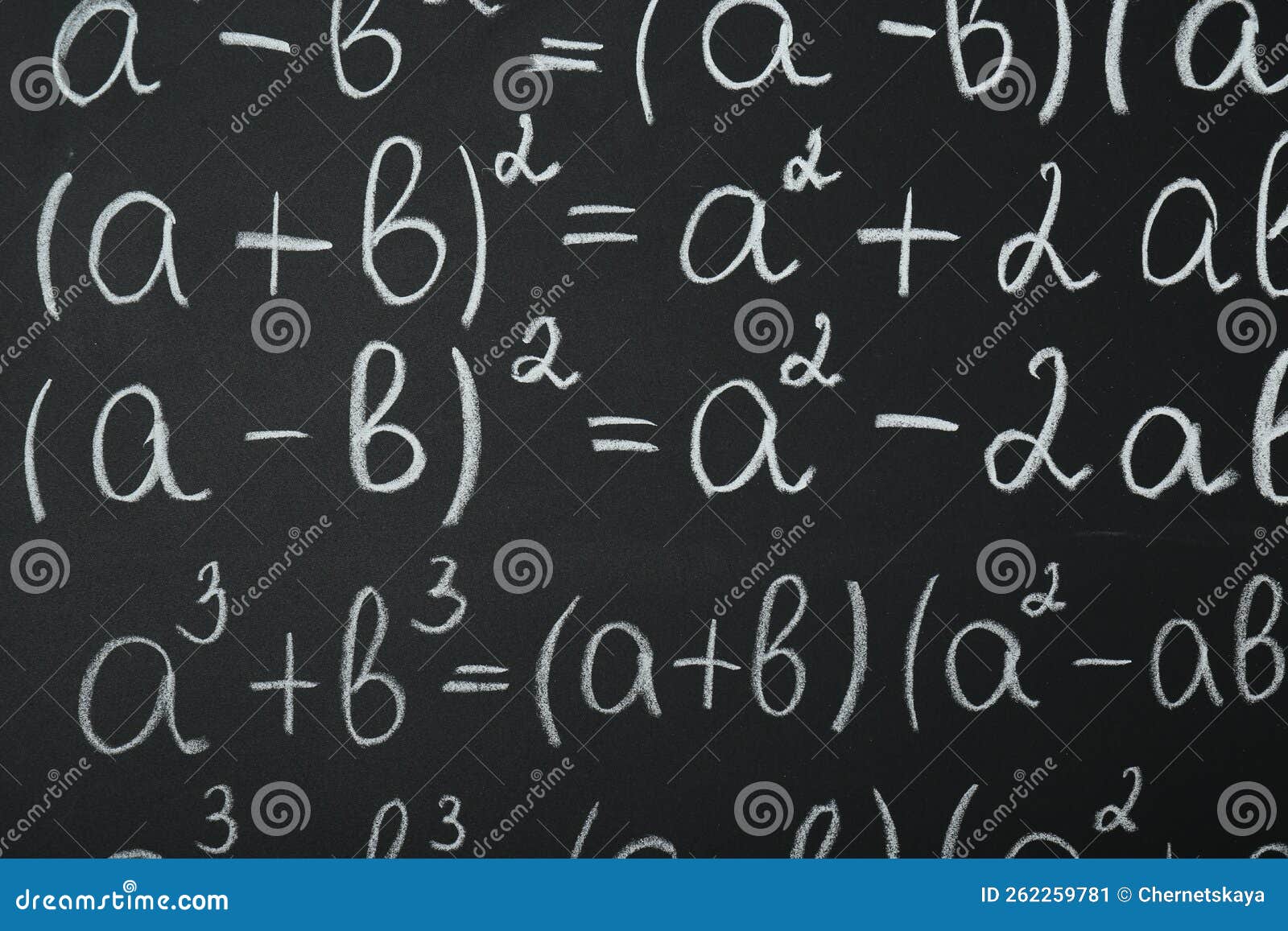 Many Different Math Formulas Written on Chalkboard, Closeup Stock Image ...