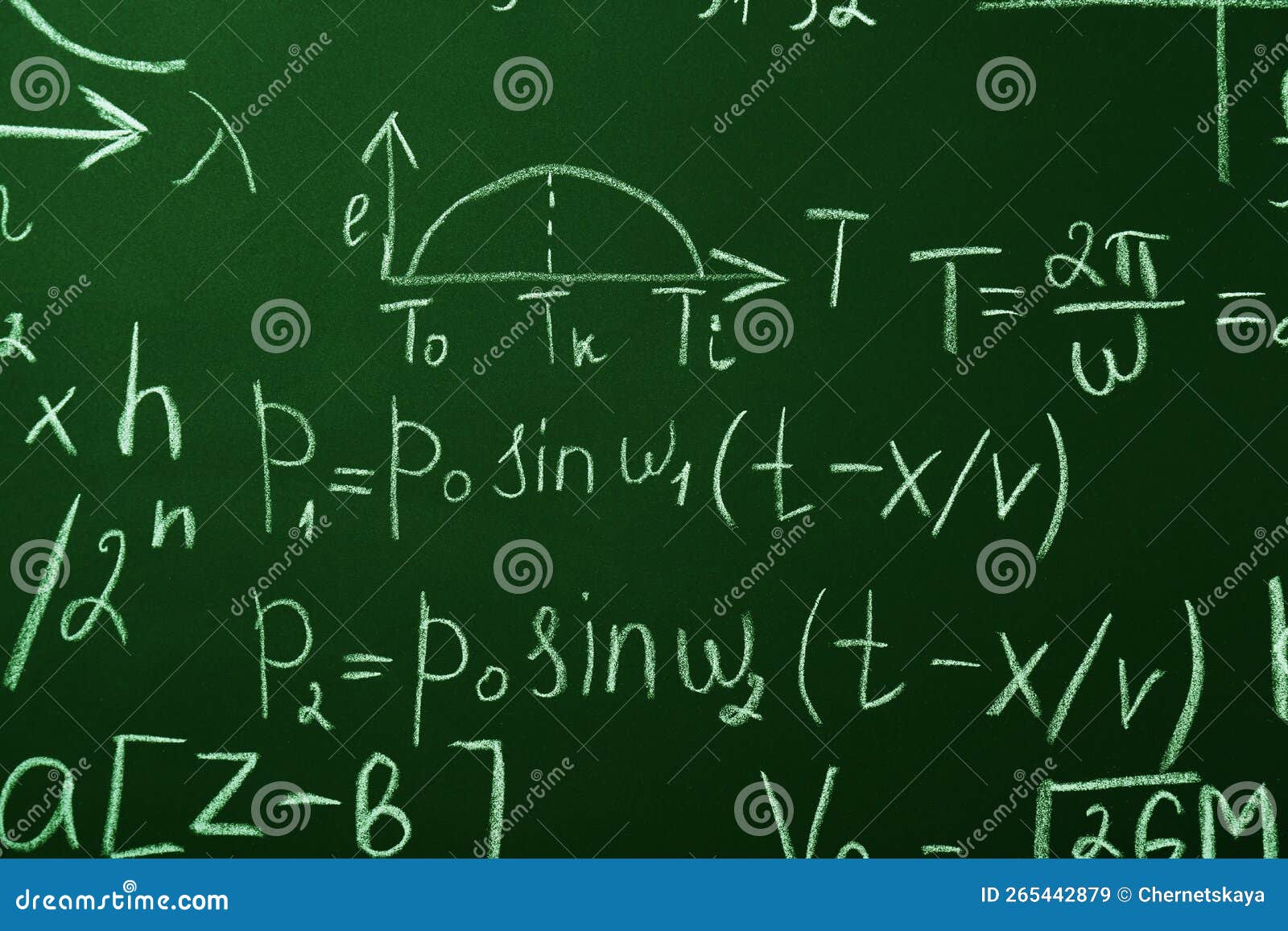 Many Different Math Formulas Written on Chalkboard, Closeup Stock Image ...