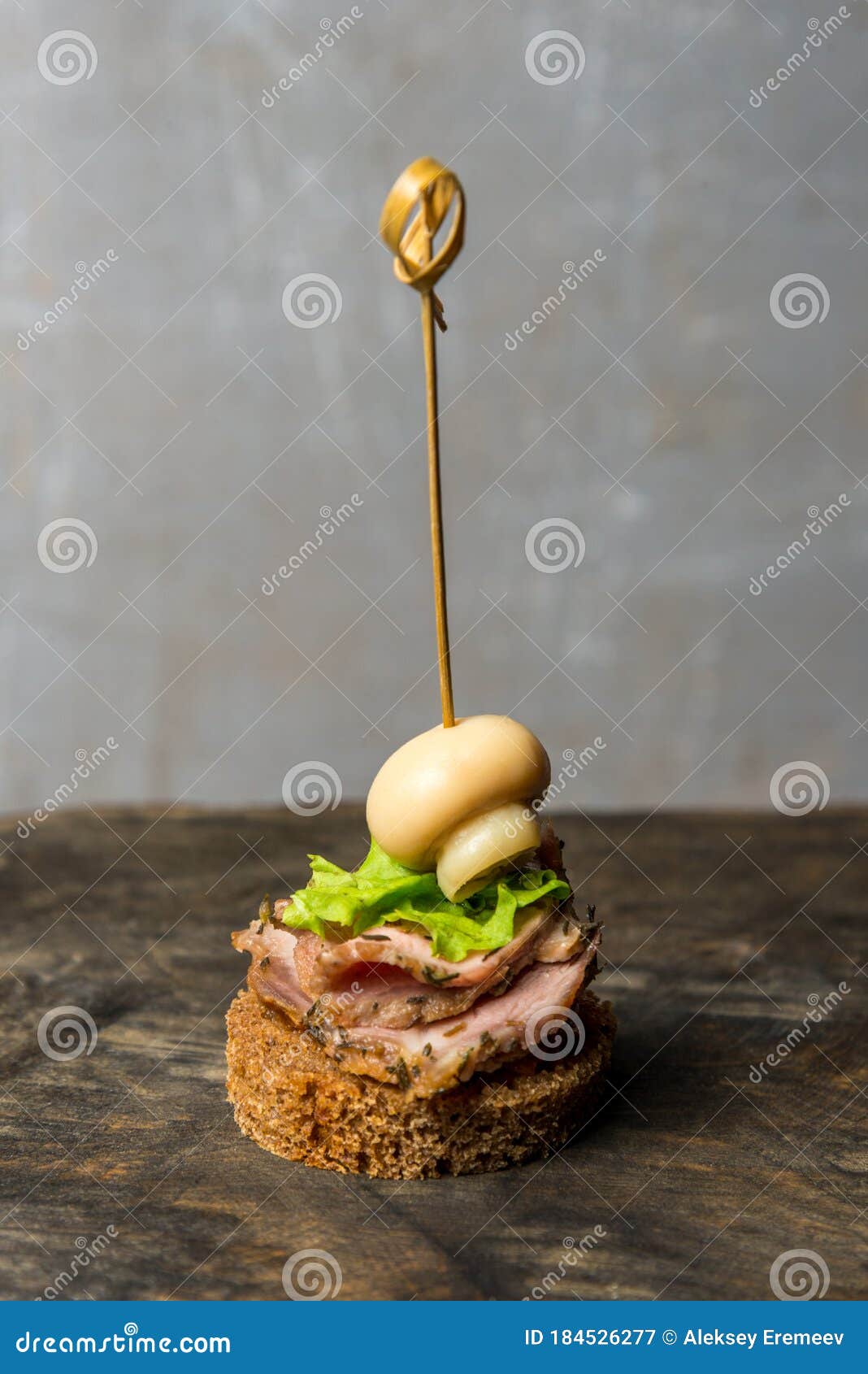 Many Different Meat Canapes for the Whole Frame. Vertical Frame Stock ...