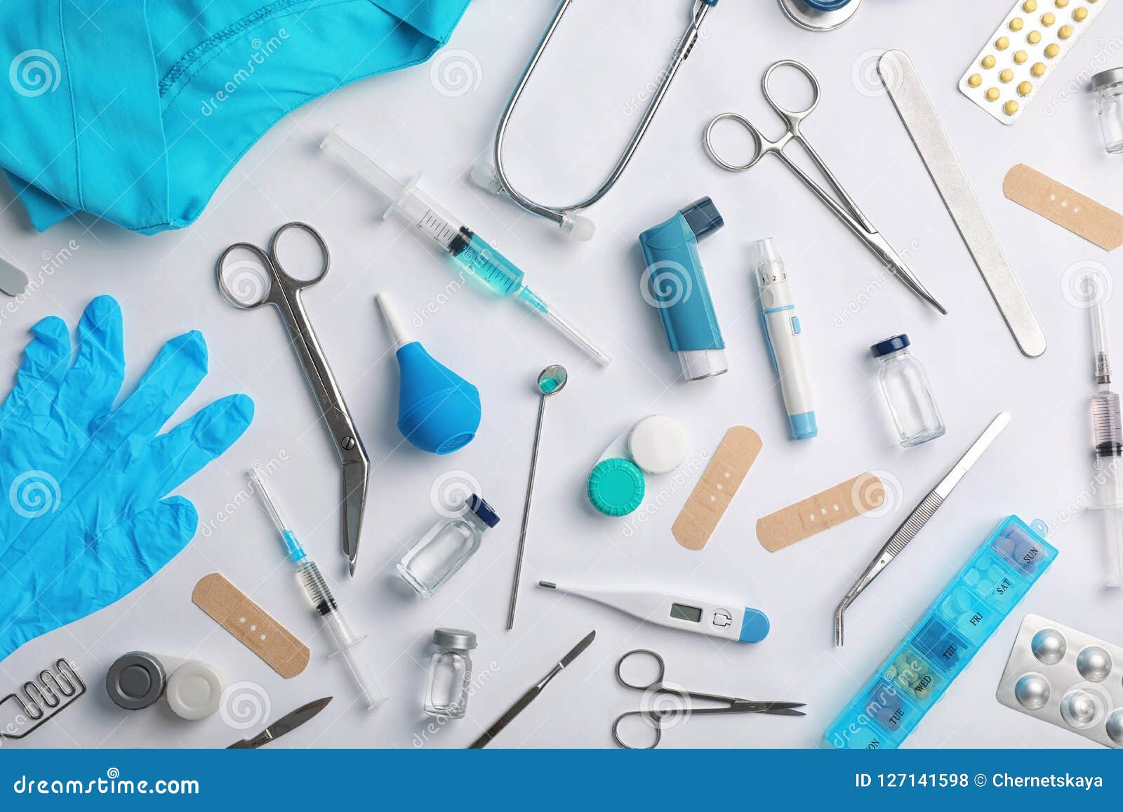 Many Different Medical Objects on Light Backgroun Stock Photo - Image ...