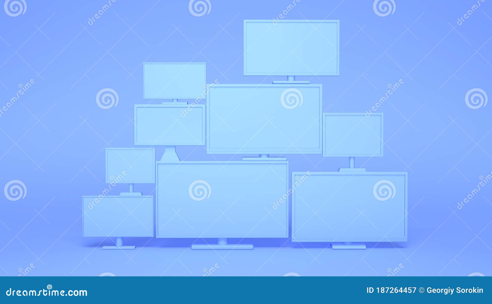 Many Different Monitors on Top of Each Other 3D Render Stock ...