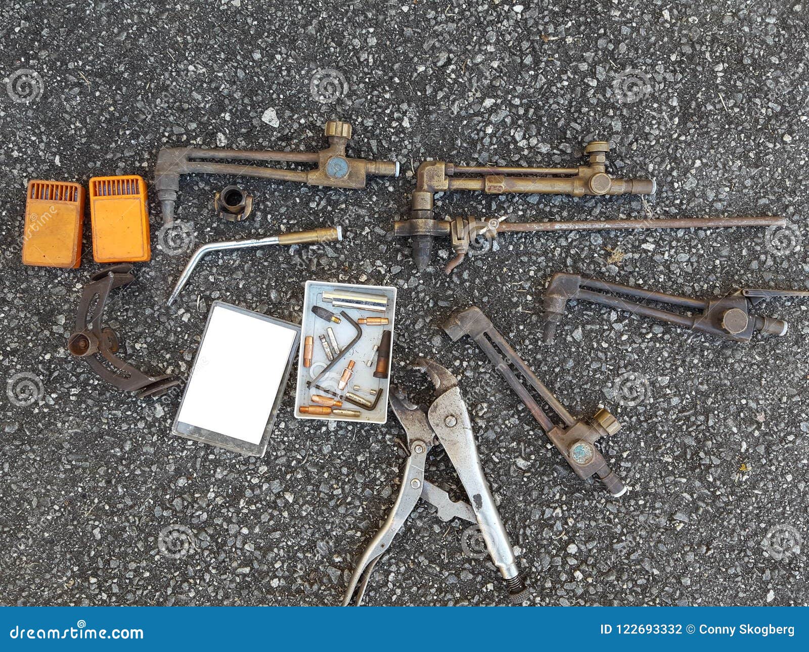 Old Worn Used Tools on Ground Stock Photo - Image of cleaning, cutting ...