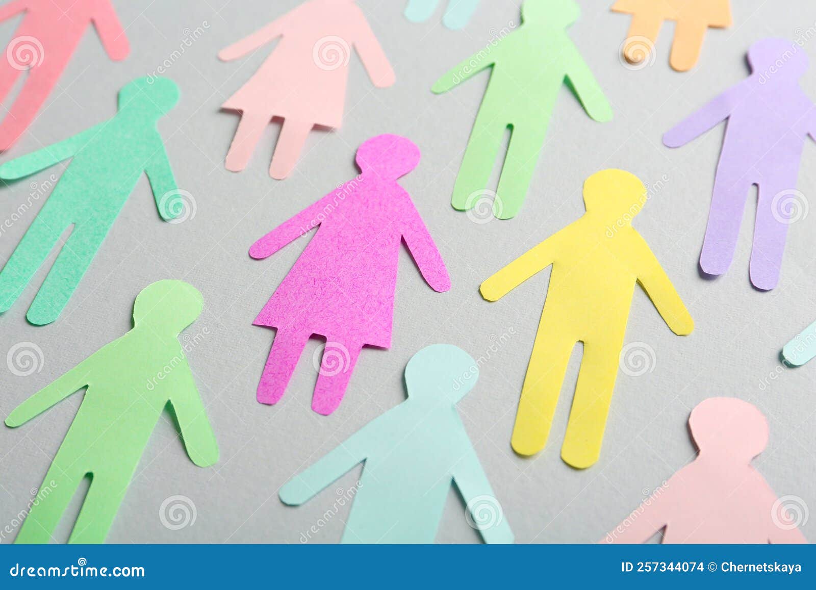 Many Different Paper Human Figures on Grey Background. Diversity and ...