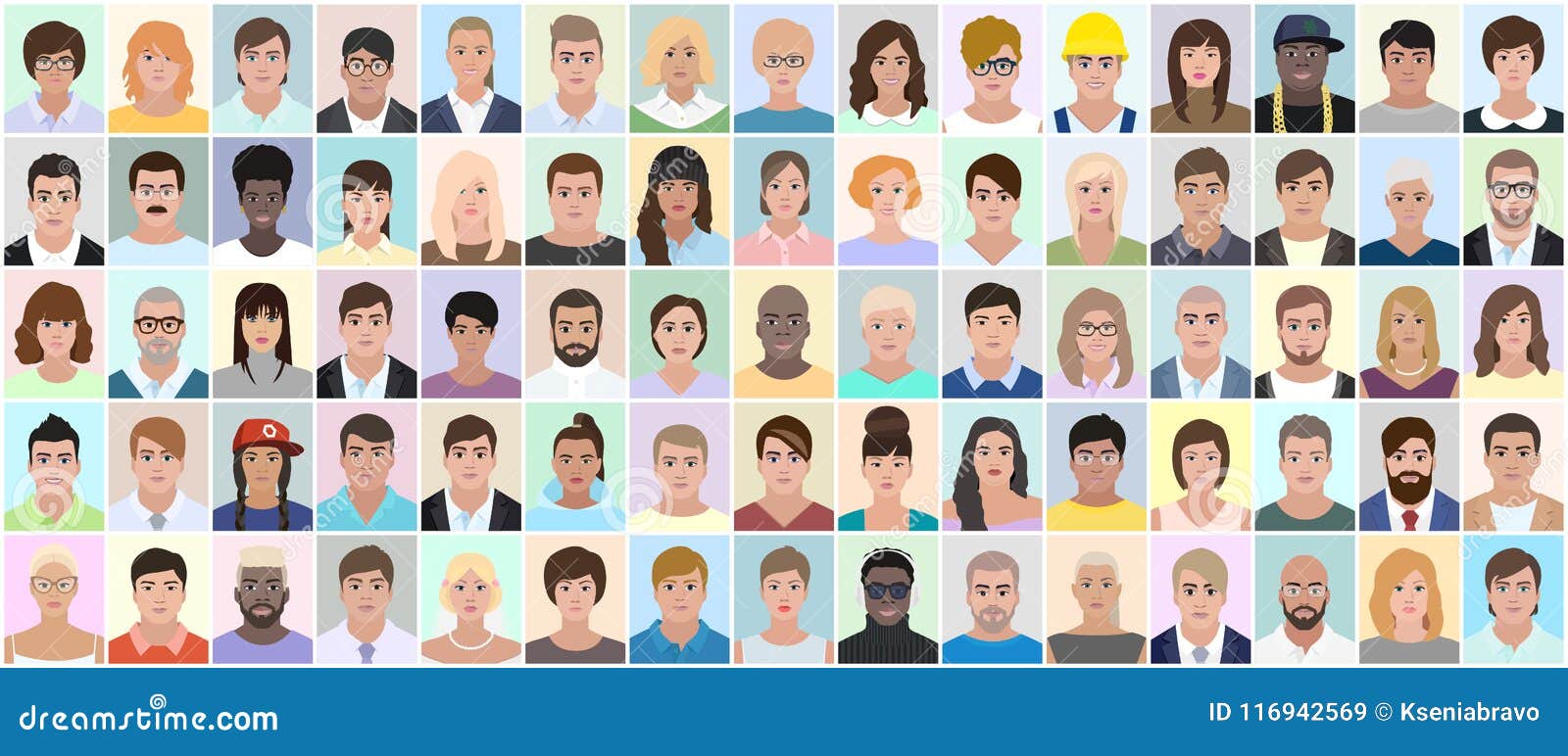 Many Different People, Portrait, Vector Stock Vector - Illustration of ...