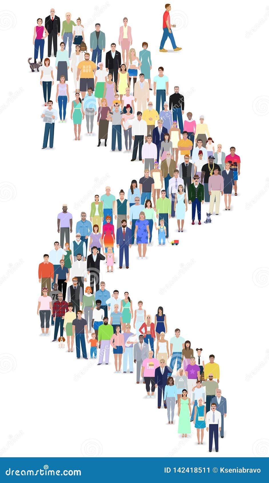 Many Different People Stand in Line, Vector Design Stock Vector ...