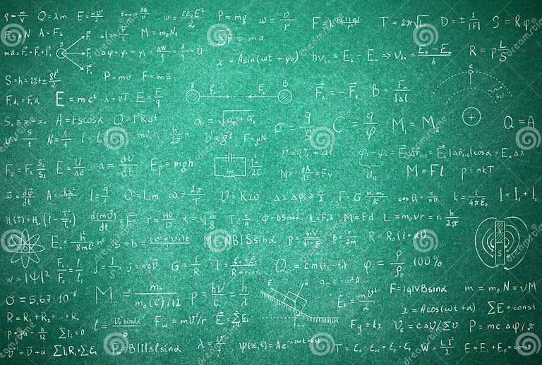 Many Different Physics Formulas Written on Blackboard Stock Photo ...