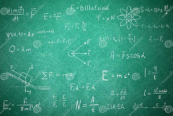 Many Different Physics Formulas Written on Blackboard Stock Photo ...