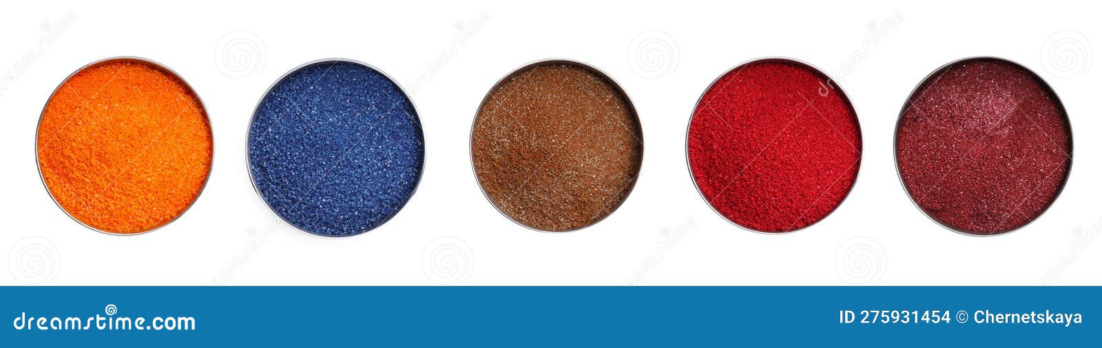 Many Different Powdered Food Coloring Isolated on White, Top View Stock ...