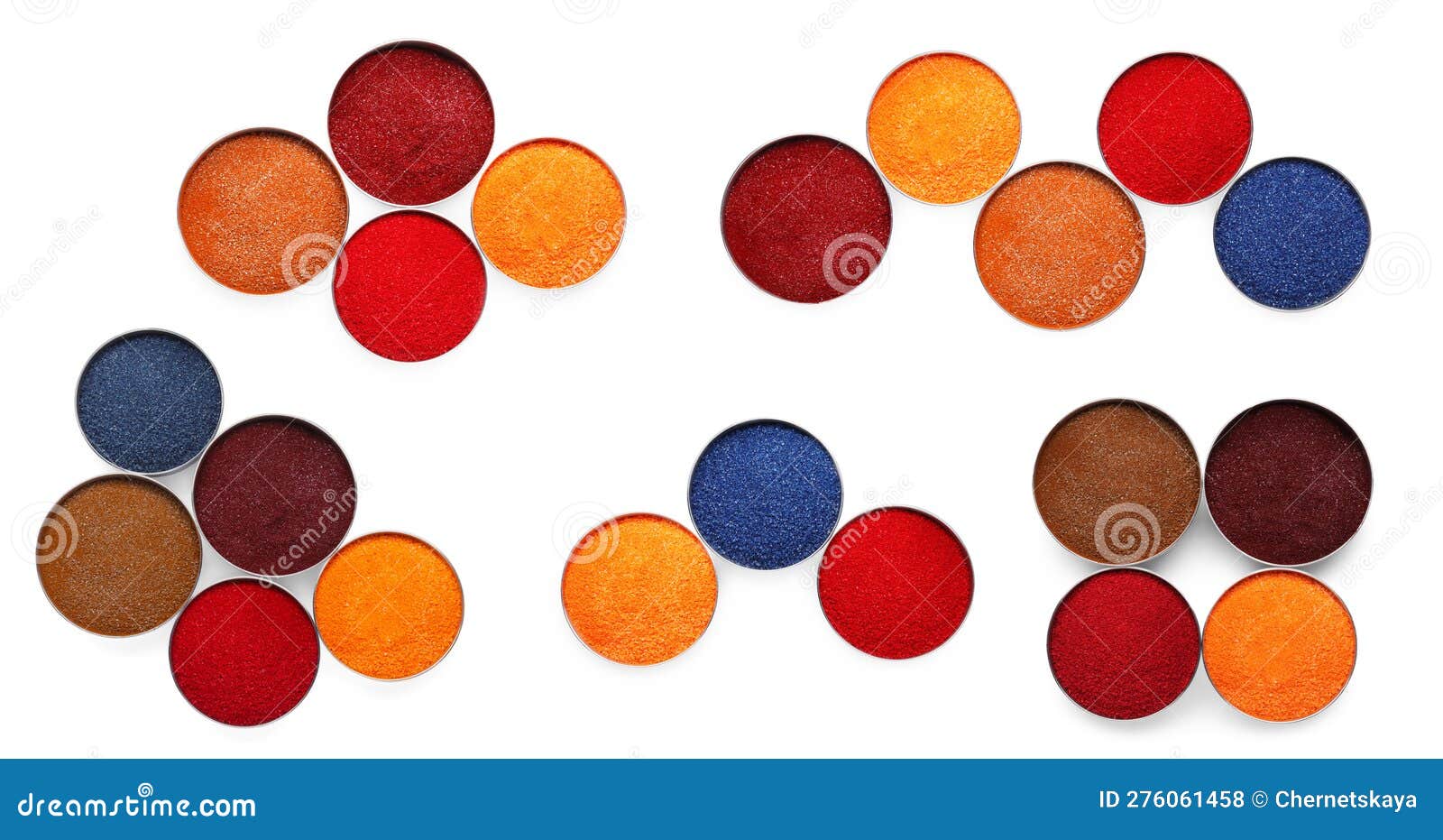 Many Different Powdered Food Coloring Isolated on White, Top View Stock ...