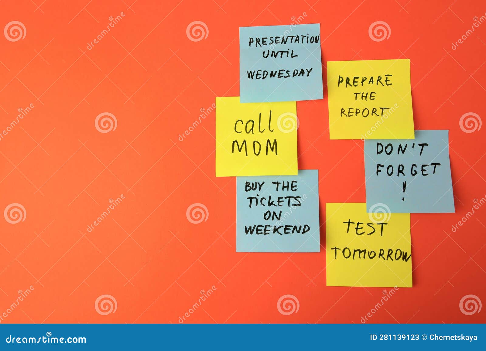 Many Different Reminder Notes on Orange Background, Flat Lay. Space for ...