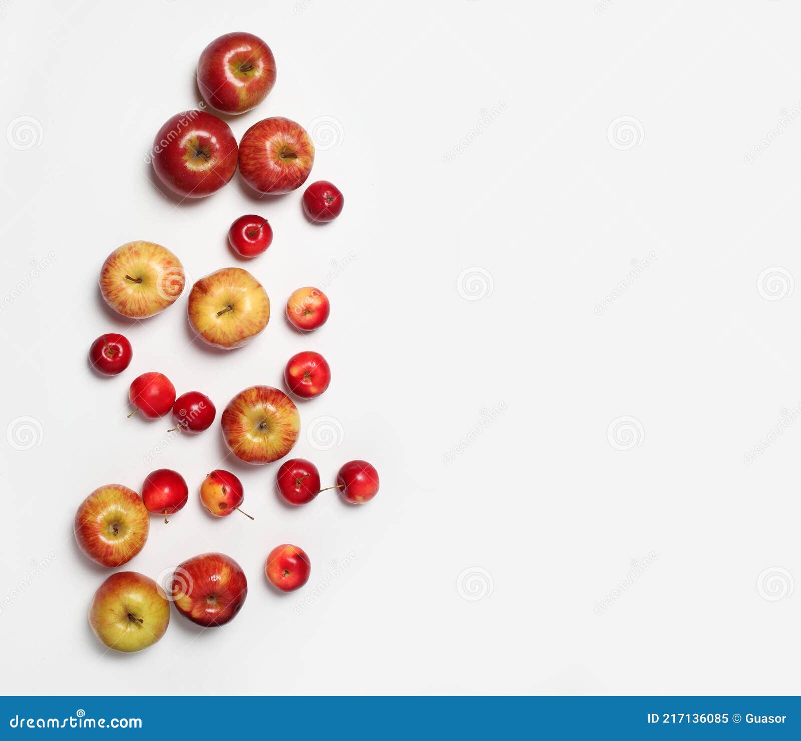 Many Different Scattered Apples Isolated on a White Background Stock ...