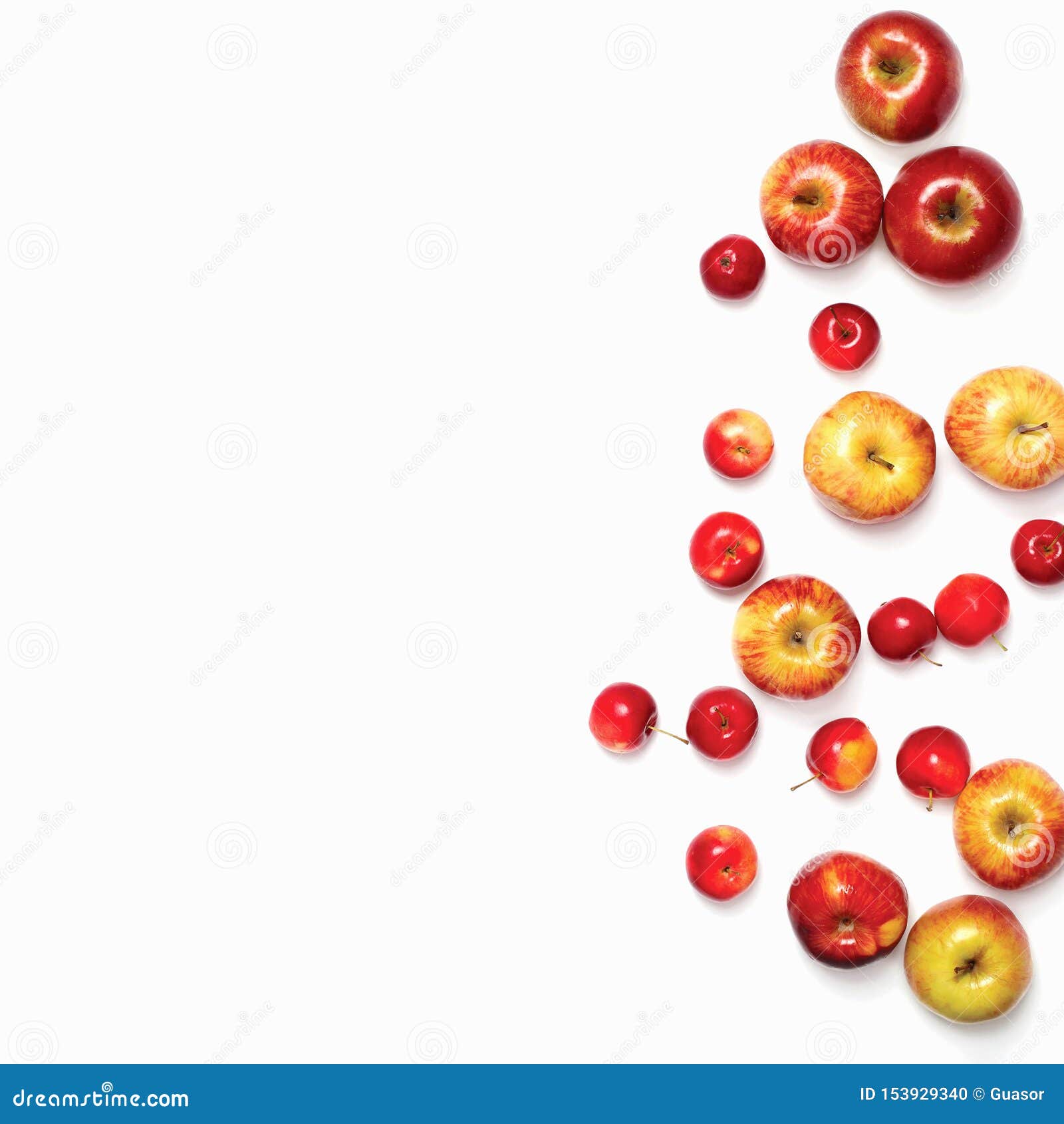 Many Different Scattered Red Apples Isolated on White Stock Photo ...