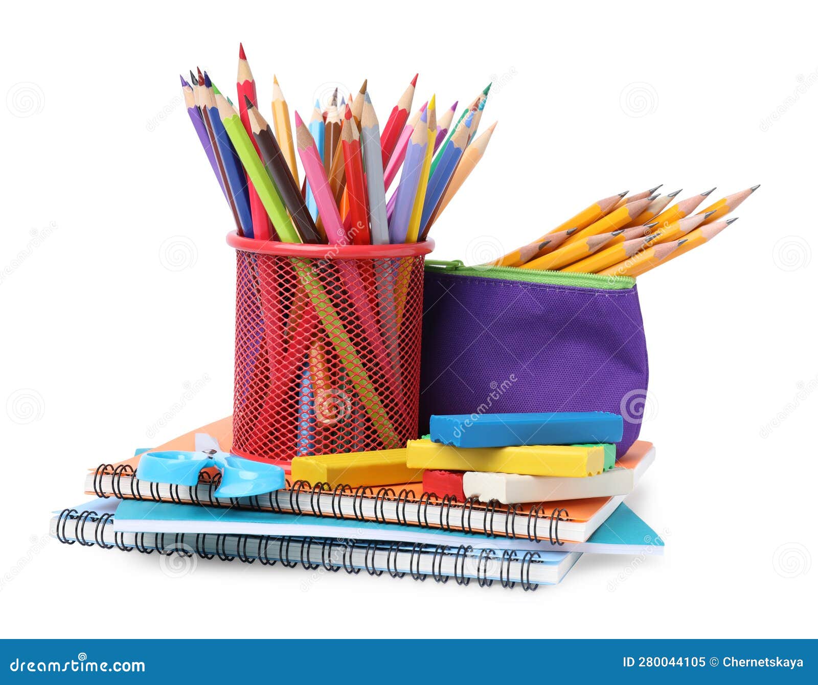 Many Different School Stationery Isolated on White Stock Image - Image ...