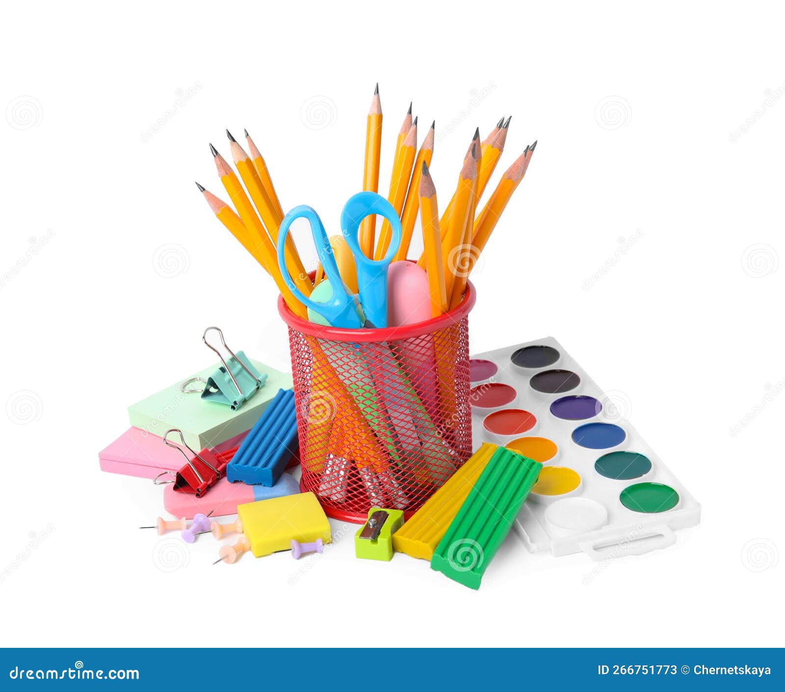 Many Different School Stationery on White Background Stock Image ...