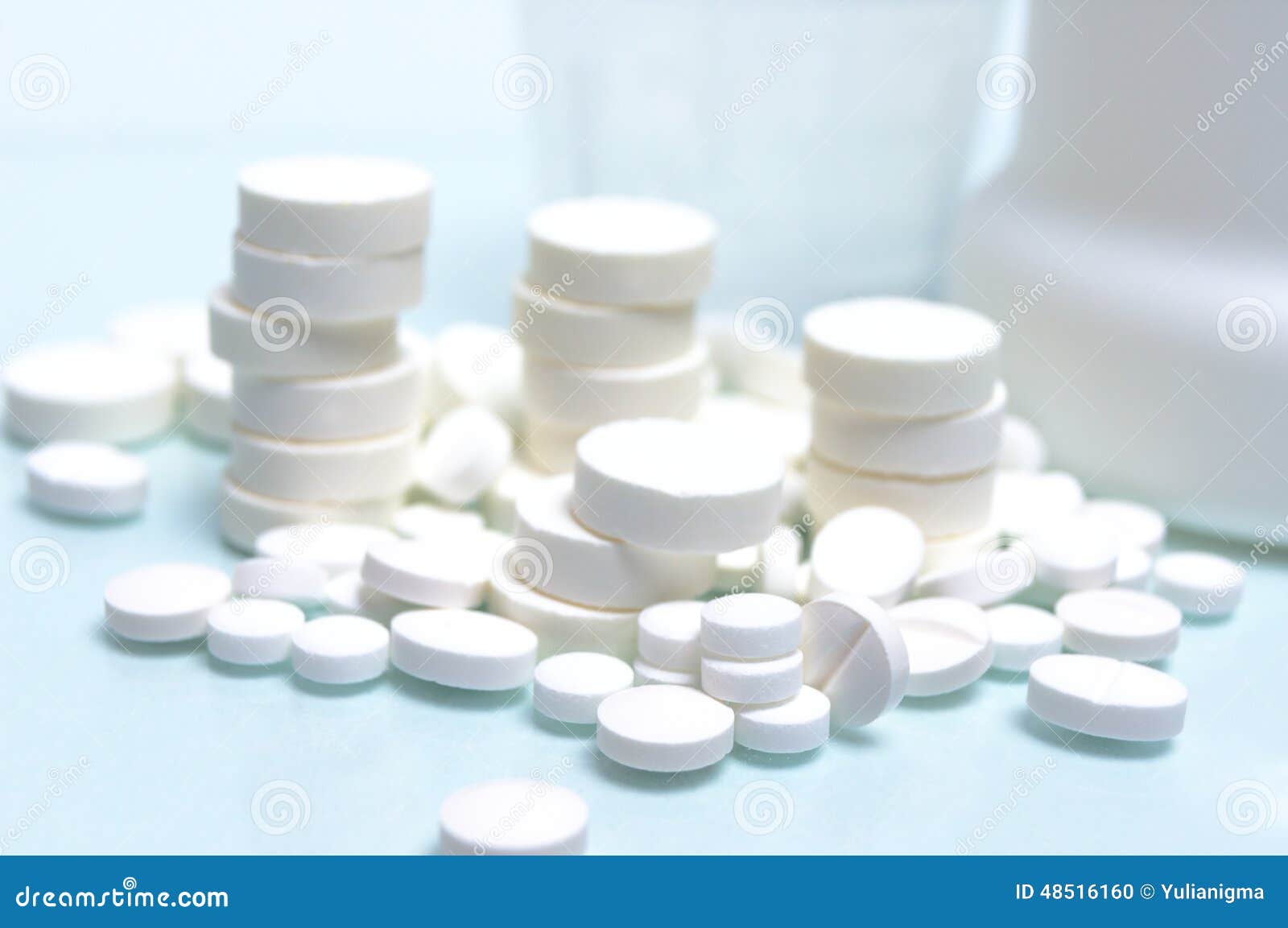 Many Different Size White Tablets Stacked Pile Stock Photo - Image of ...
