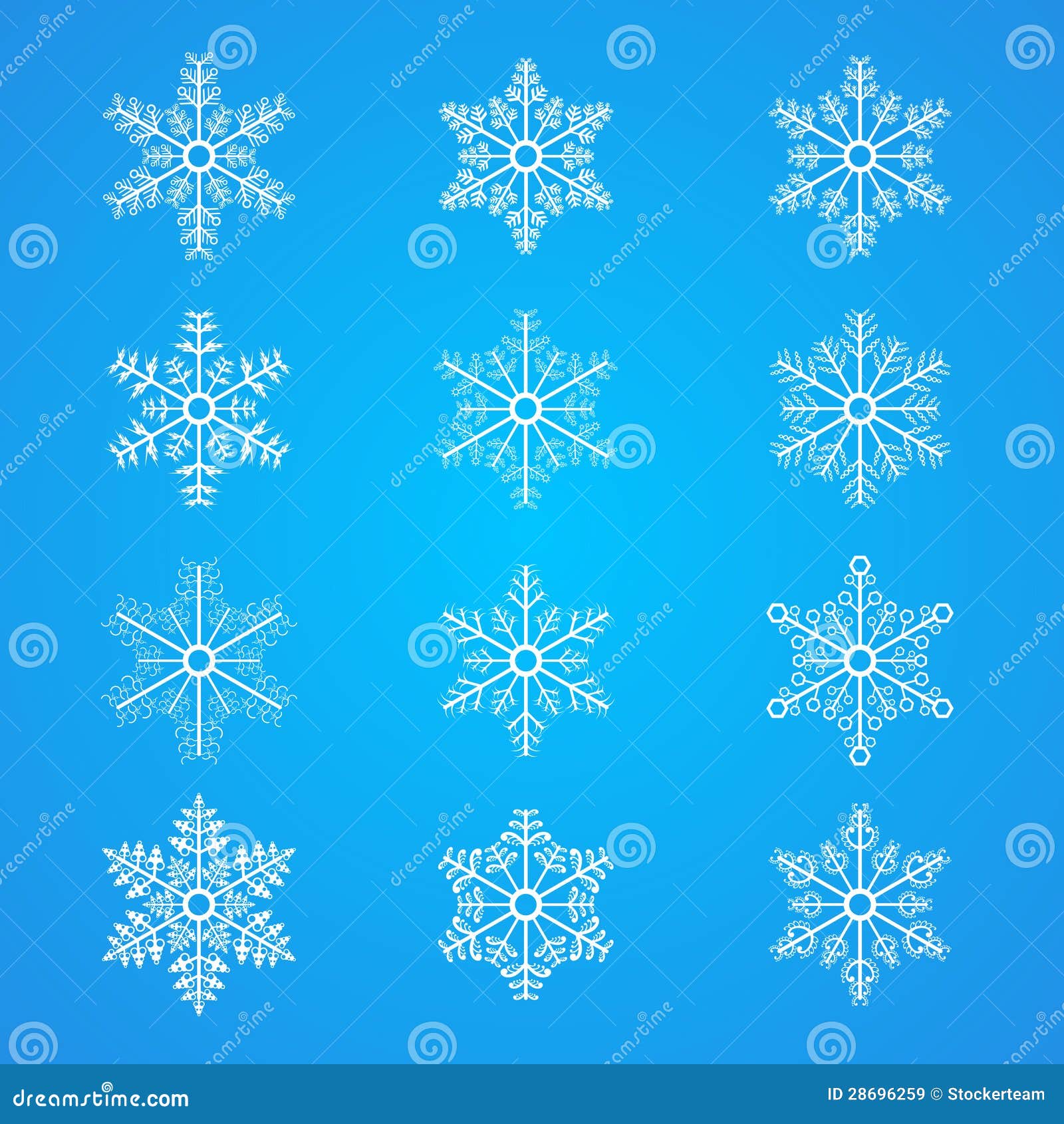 Many Different Snowflakes Icon Collection Stock Illustration ...
