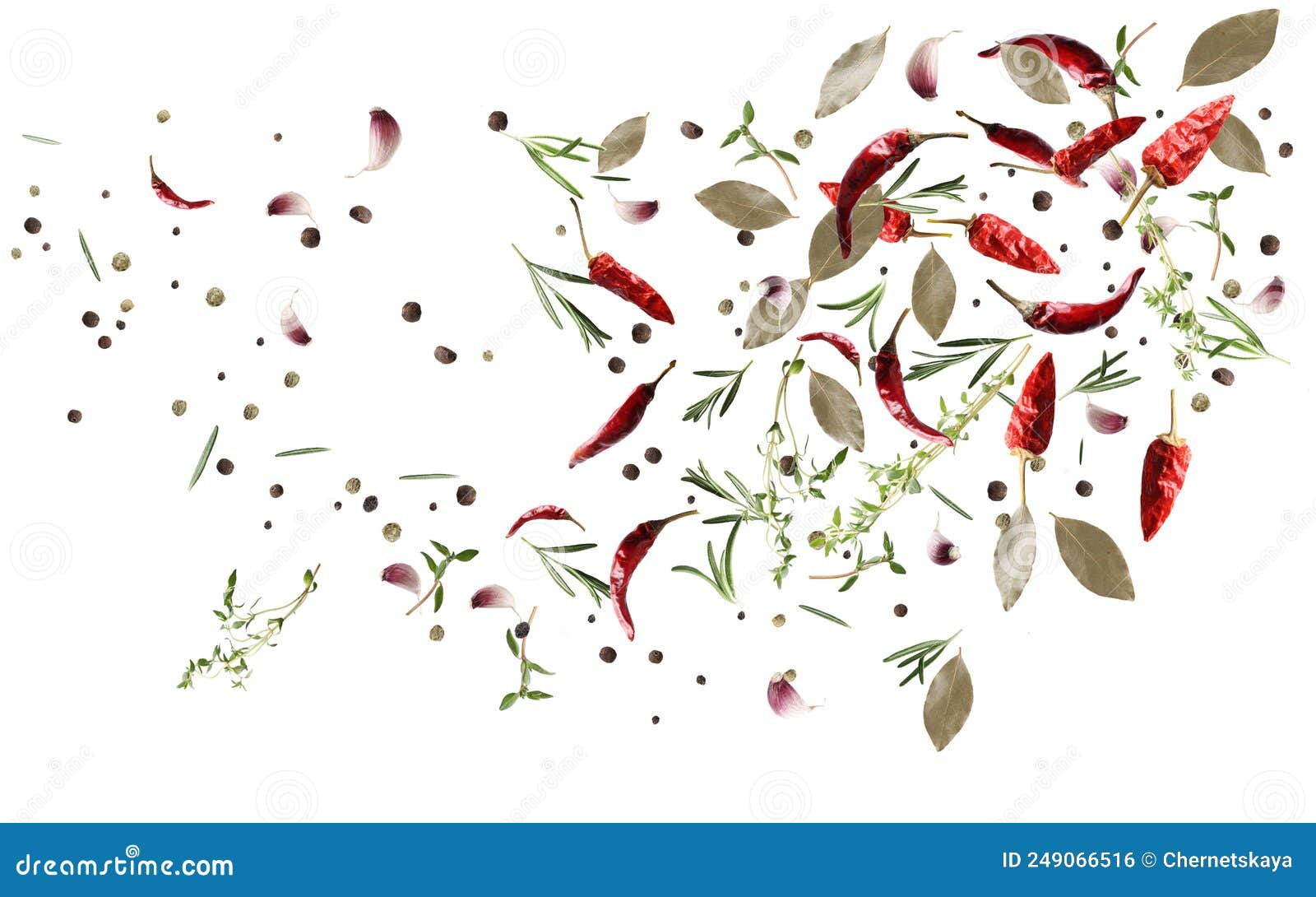 Many Different Spices Flying on White Background Stock Photo - Image of ...