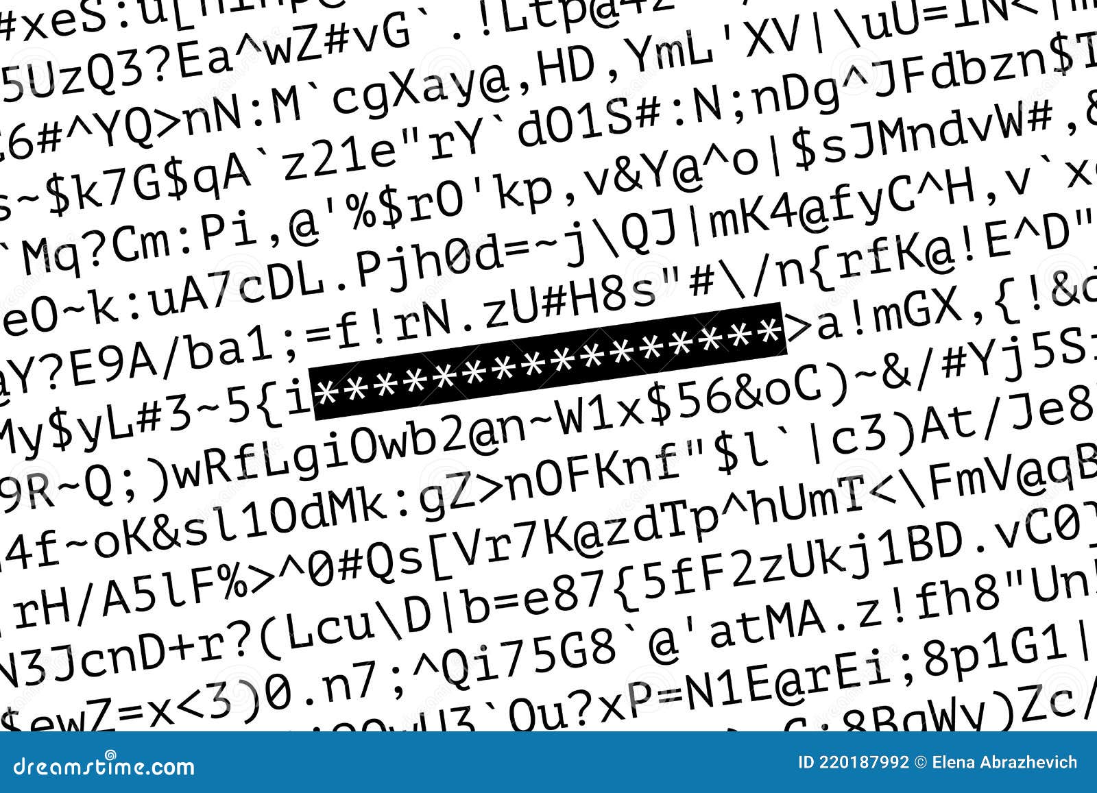 Many Different Symbols, and Group of Asterisks As Secret Password Stock ...