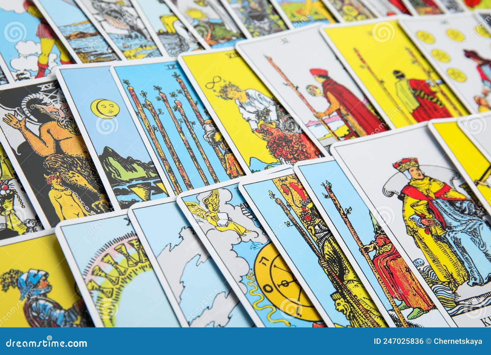 Many Different Tarot Cards As Background, Closeup Stock Photo - Image ...