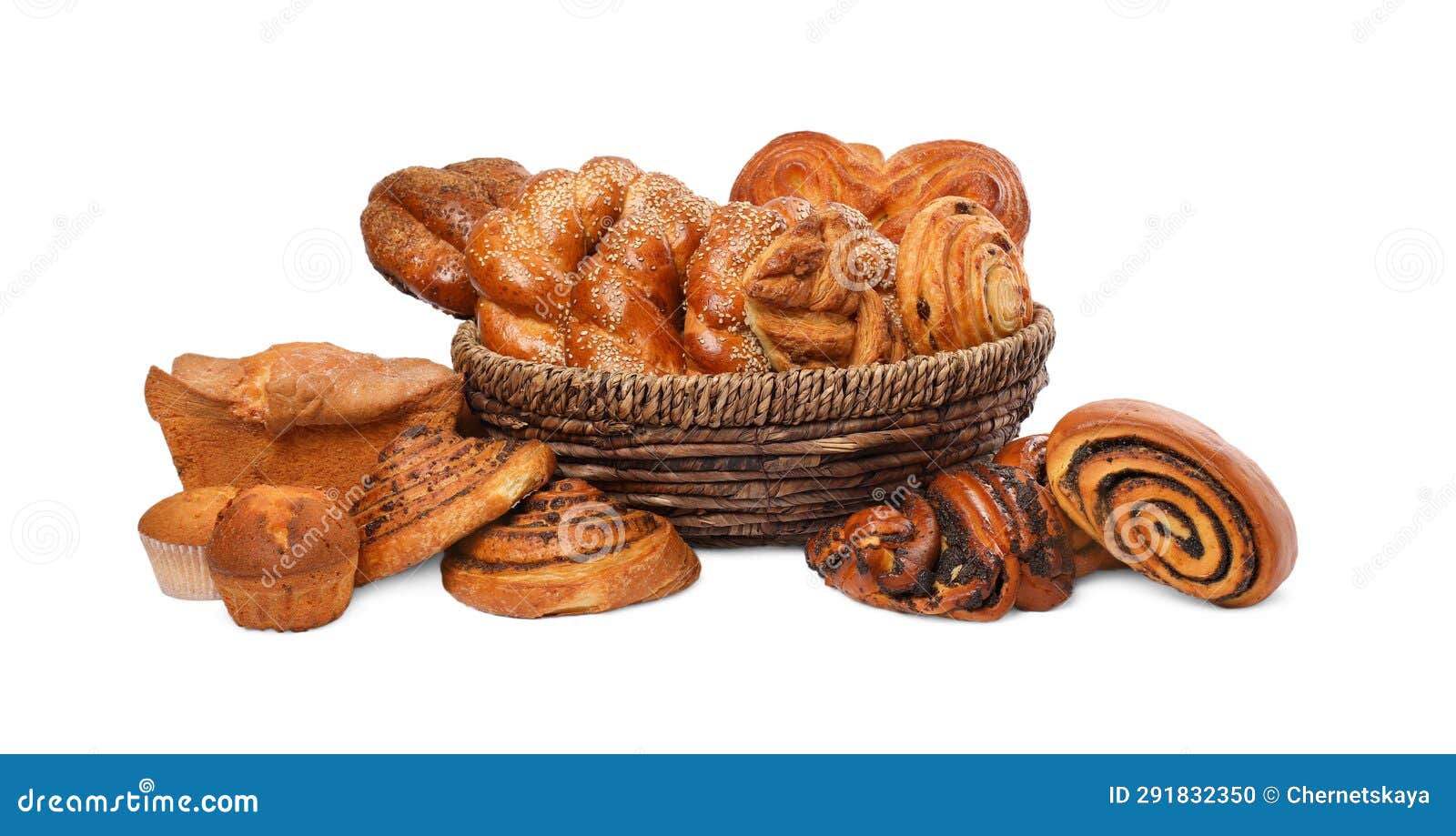 Many Different Tasty Pastries Isolated on White Stock Photo - Image of ...