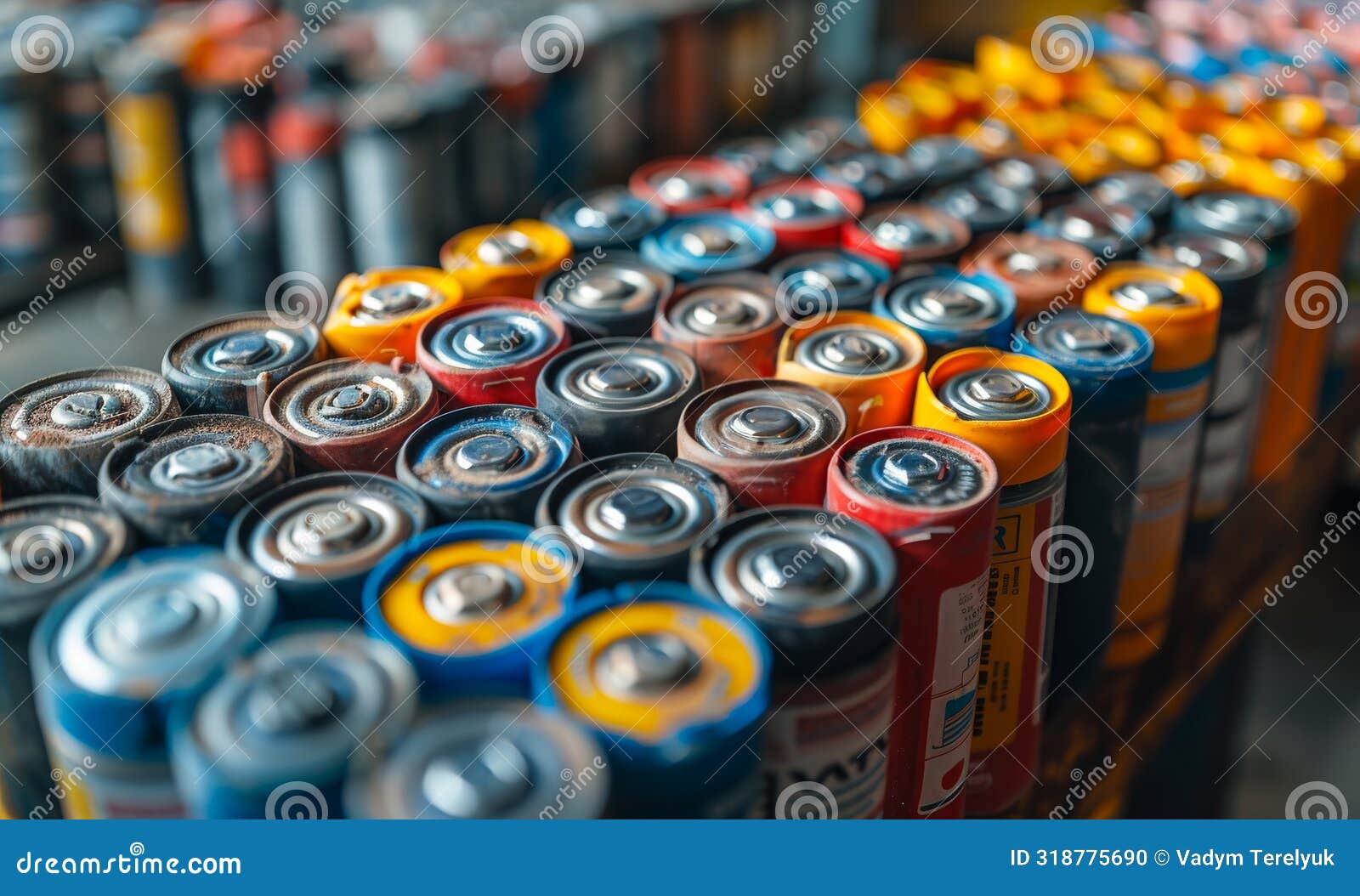 Many Different Types of Batteries in Row Stock Photo - Image of ...