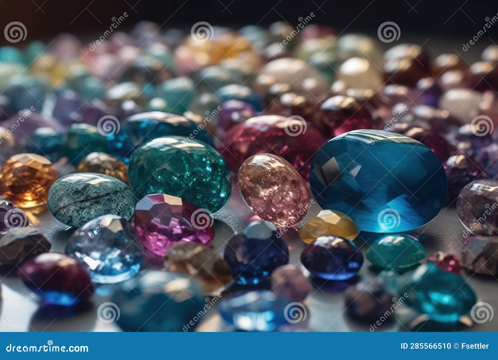 Many Different Types of Beautiful Gems. Stock Illustration ...