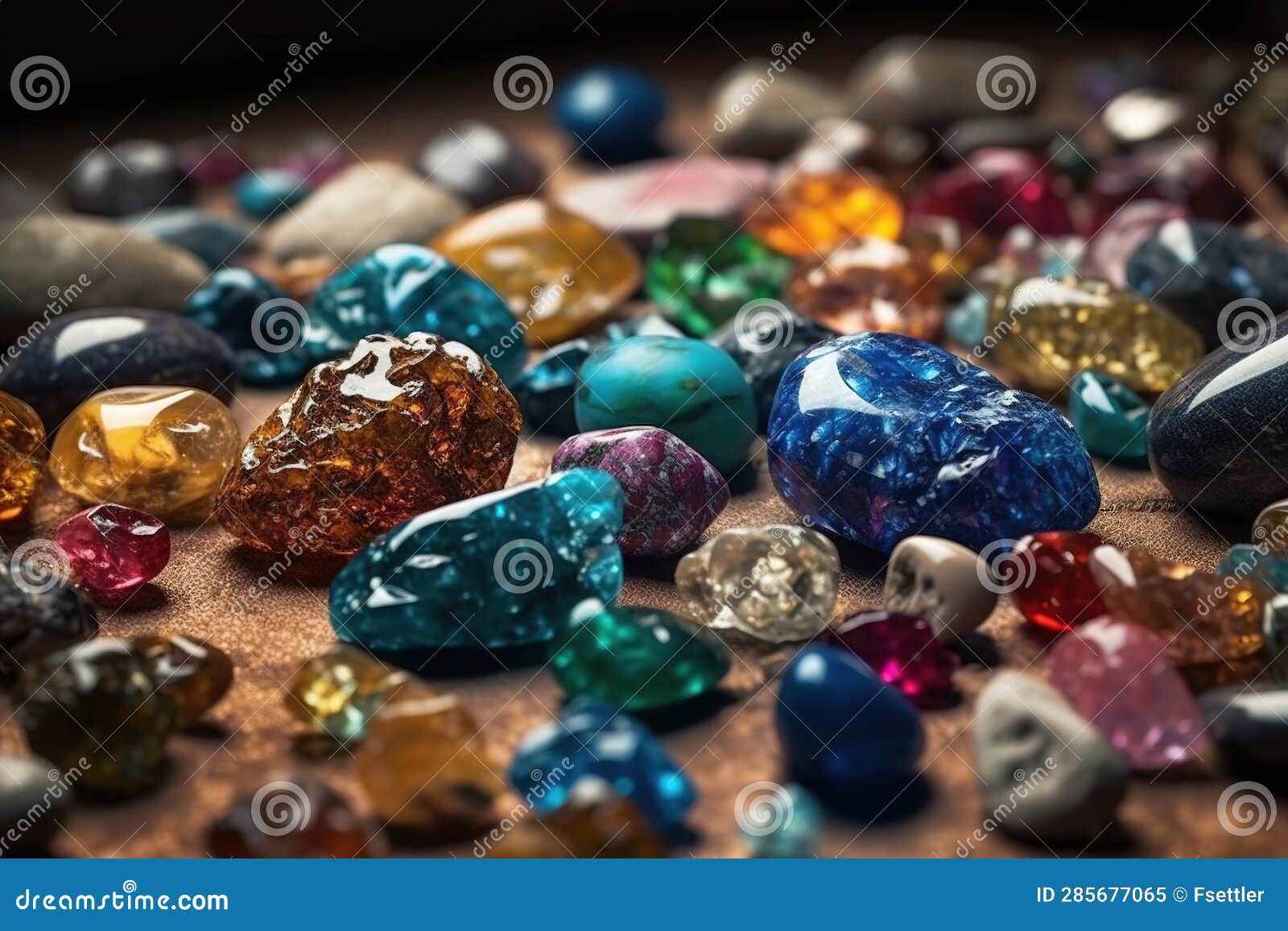 Many Different Types of Beautiful Gems. Stock Illustration ...