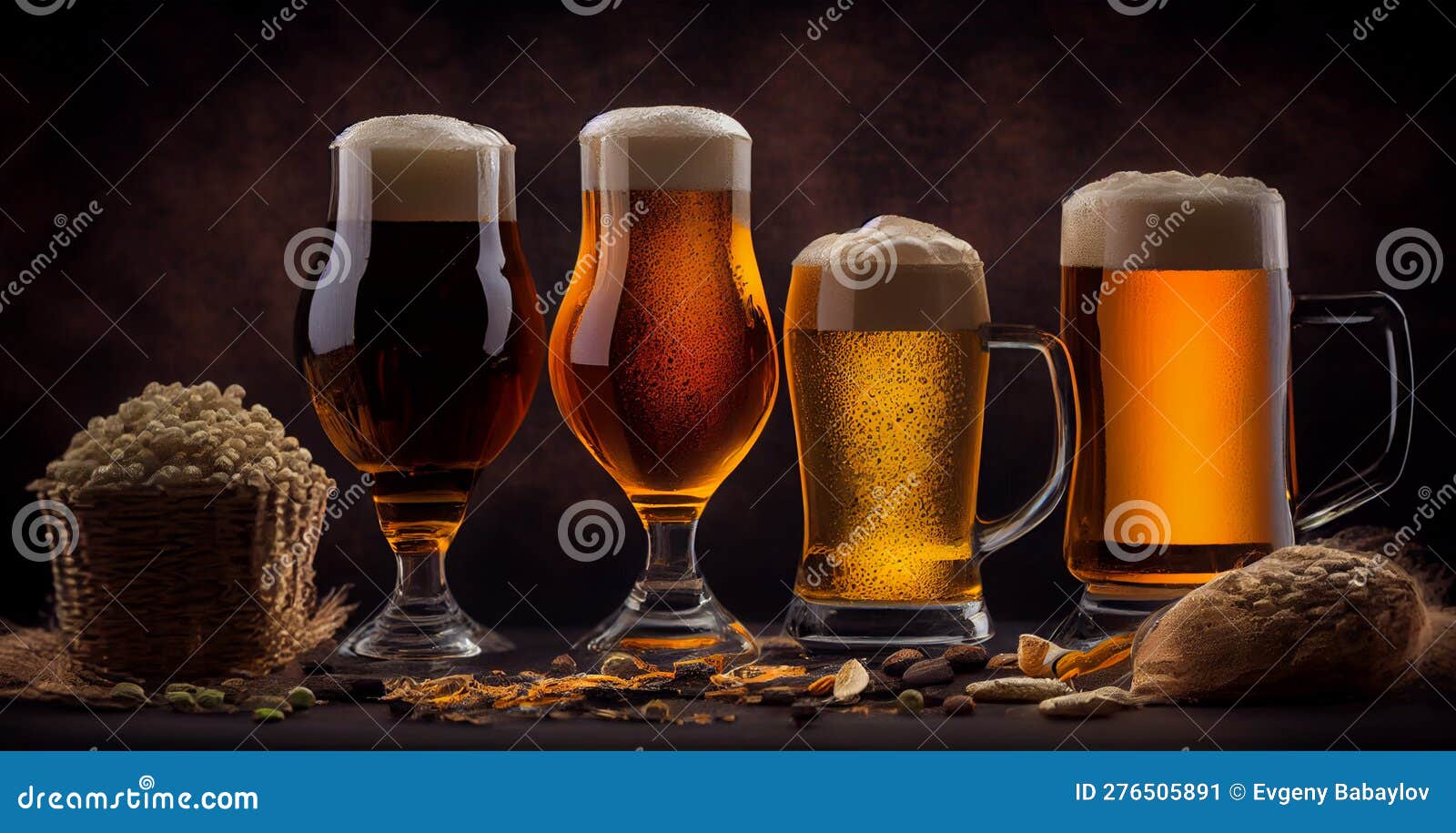 Many Different Types of Beer in Mugs and Glasses - AI Generated Image ...