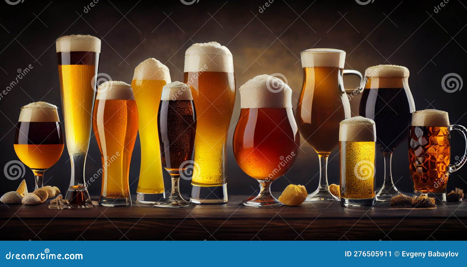 Many Different Types of Beer in Mugs and Glasses - AI Generated Image ...